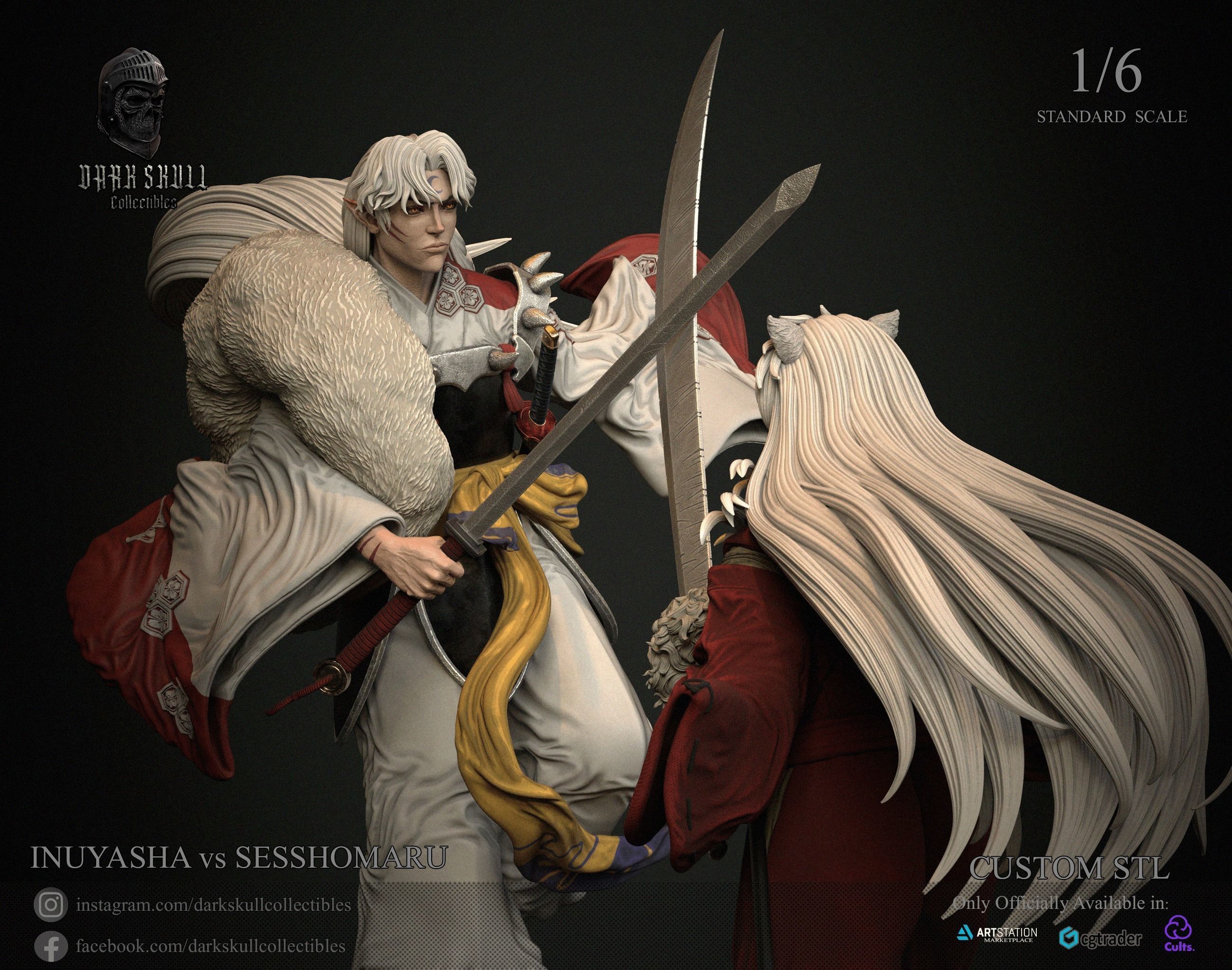 INUYASHA vs SESSHOMARU 3D model 3D printable | CGTrader