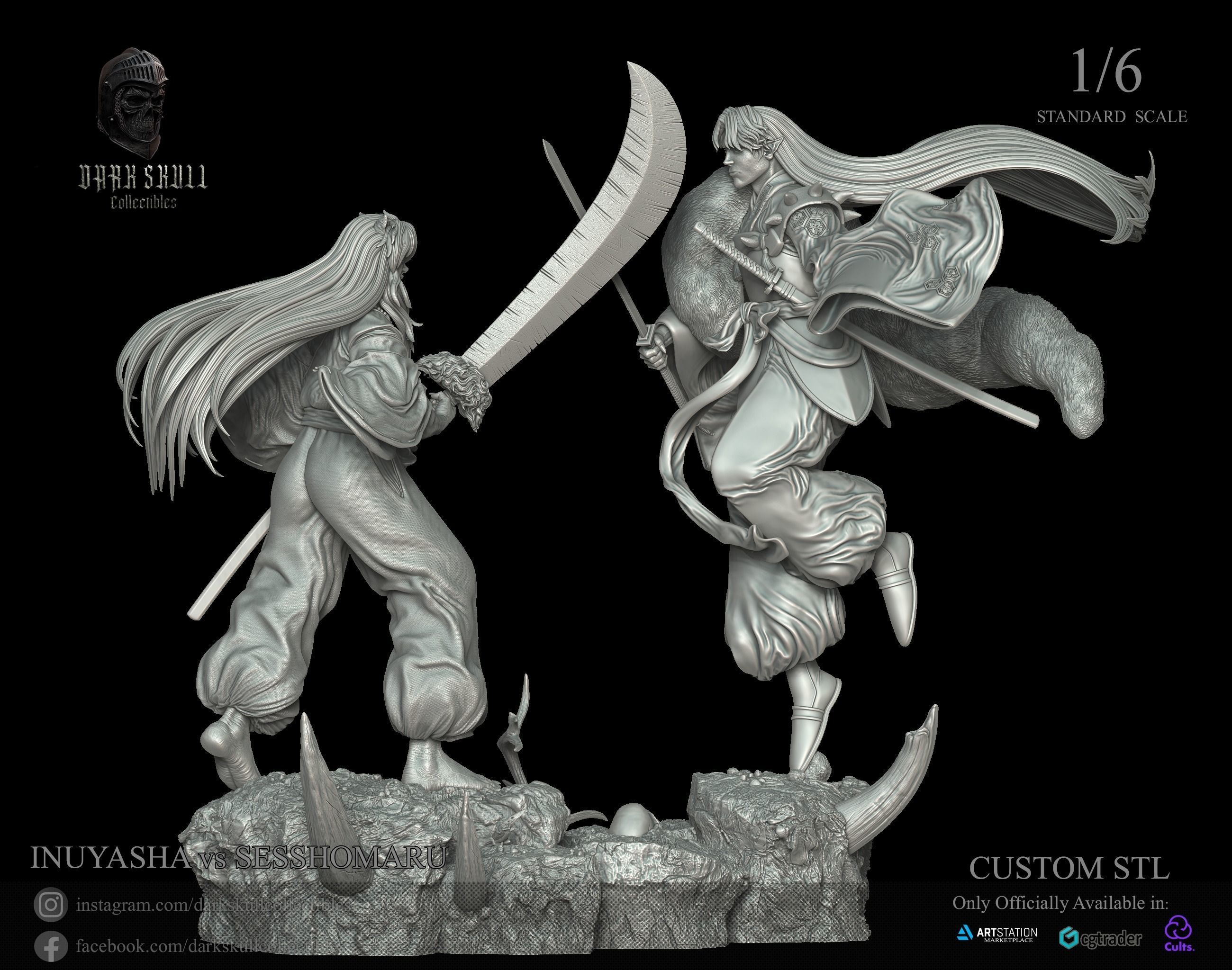 INUYASHA vs SESSHOMARU 3D model 3D printable | CGTrader