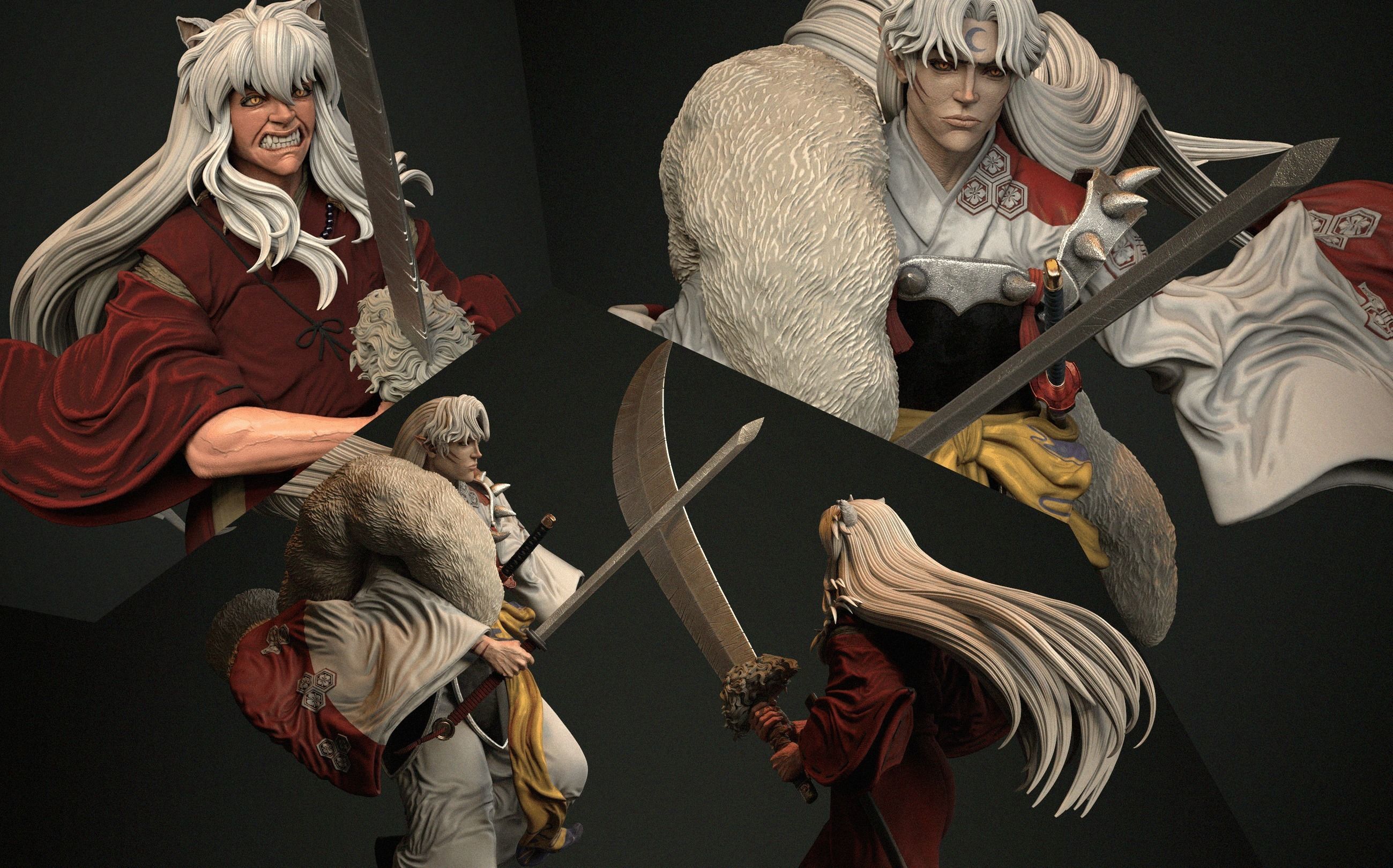 INUYASHA vs SESSHOMARU 3D model 3D printable | CGTrader