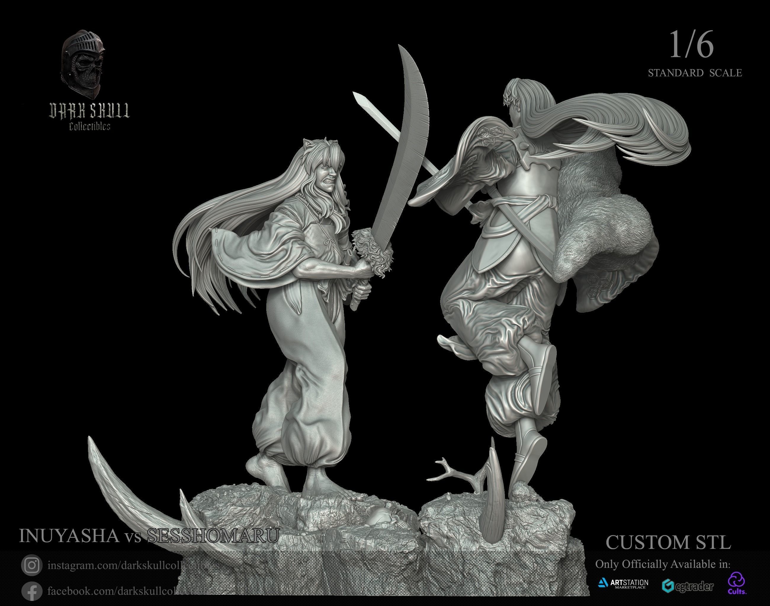 INUYASHA vs SESSHOMARU 3D model 3D printable | CGTrader