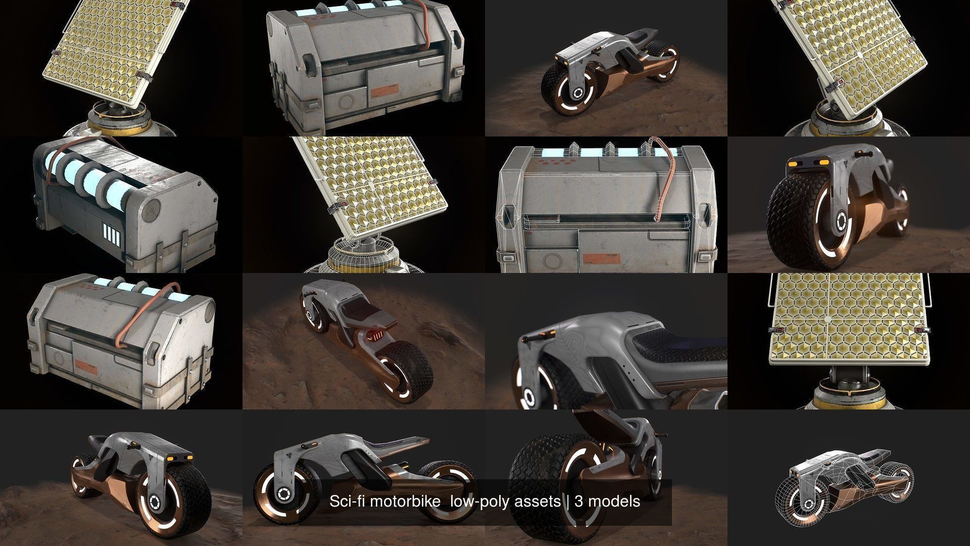 3D Model Collection Sci-fi motorbike low-poly assets VR / AR / low-poly ...