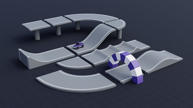 3D model Ultimate Low-Poly Track Builder Pack VR / AR / low-poly | CGTrader