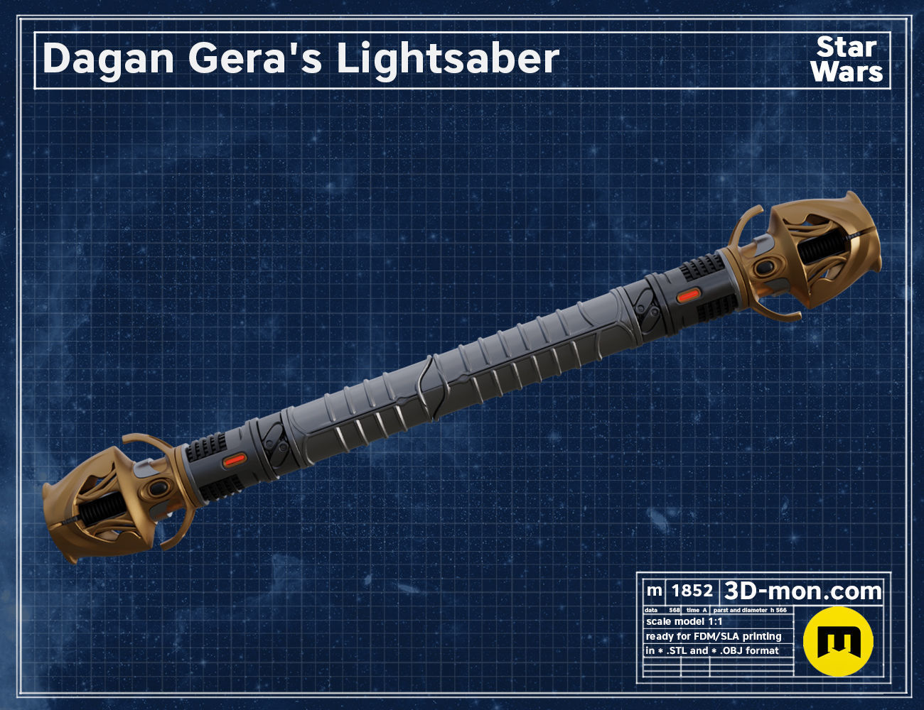 Dagan Gera lightsaber free 3D model 3D printable | CGTrader