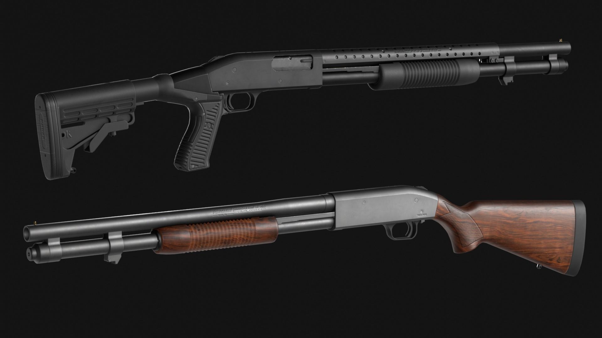 3D model Mossberg 590 12 Gauge Pump Shotgun - Game Asset VR / AR / low-poly | CGTrader