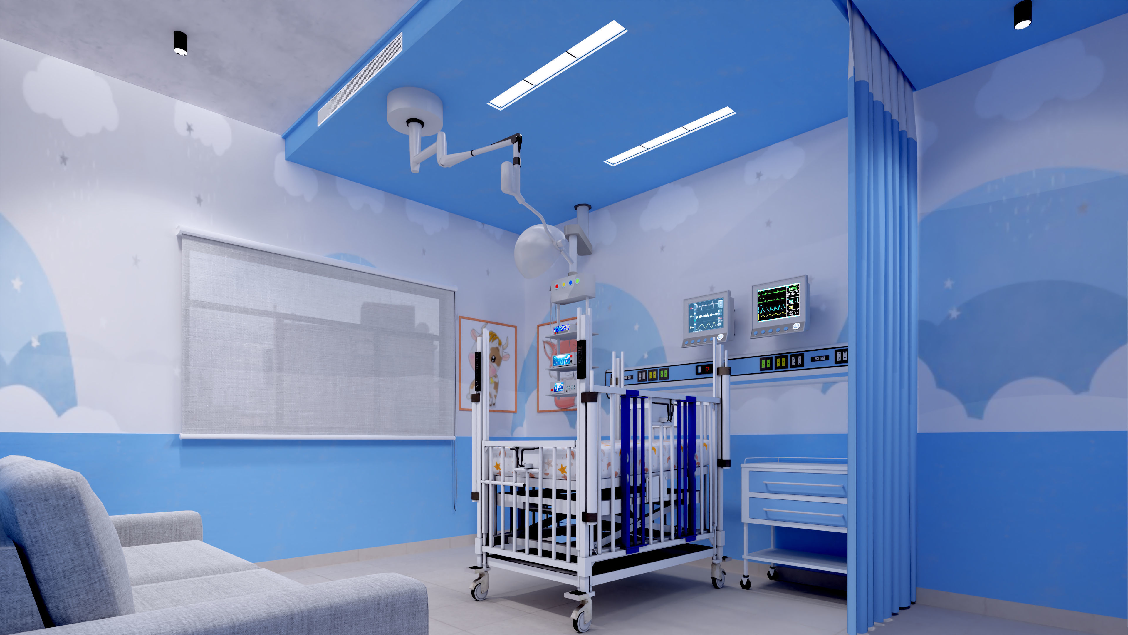 3D model Pediatric hospital room VR / AR / low-poly | CGTrader
