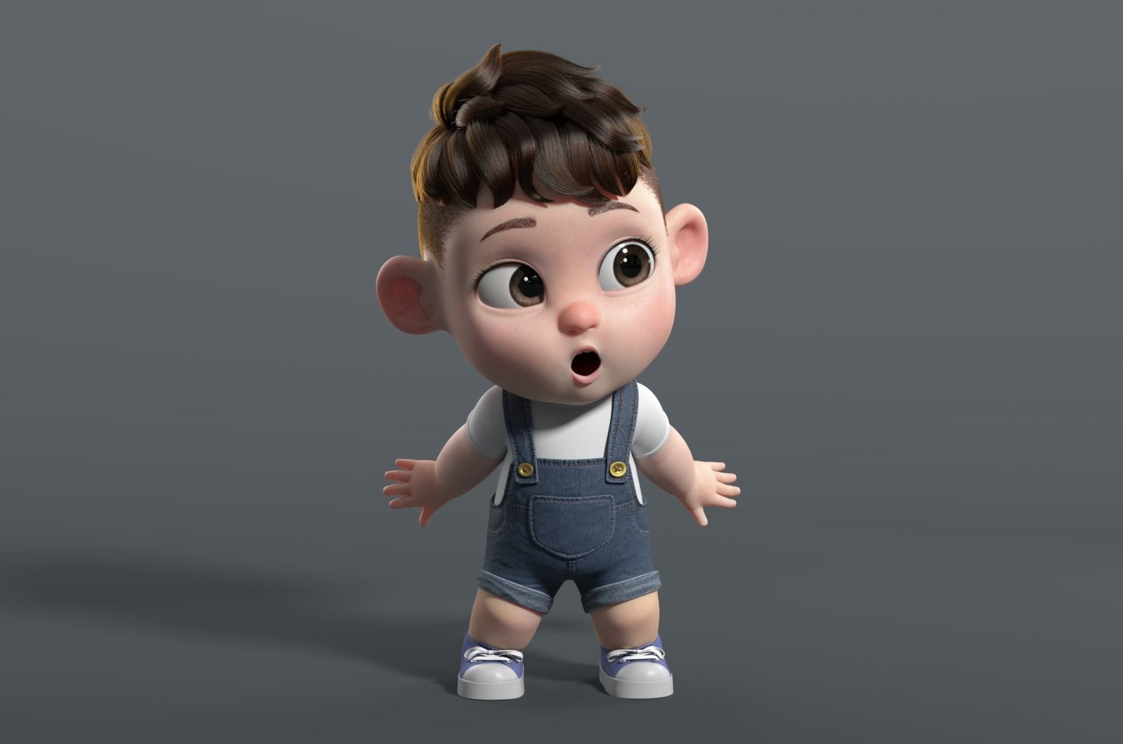 Cute cartoon boy meat toot younger brother 3D model rigged | CGTrader