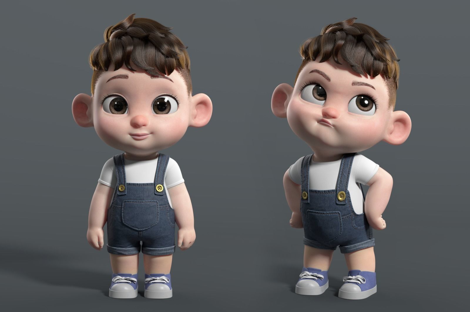 Cute cartoon boy meat toot younger brother 3D model rigged | CGTrader