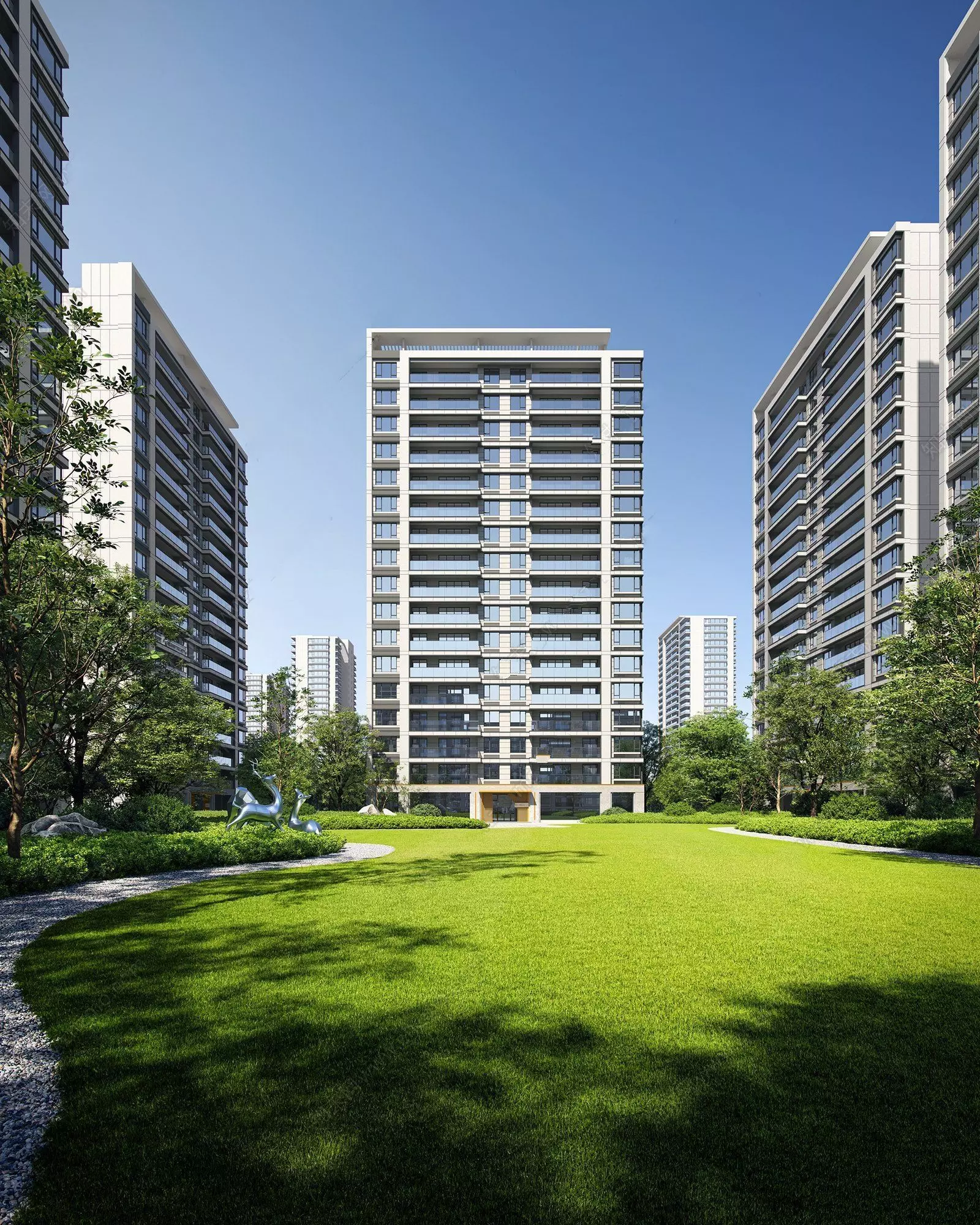 Modern high-rise residential buildings 3D model | CGTrader