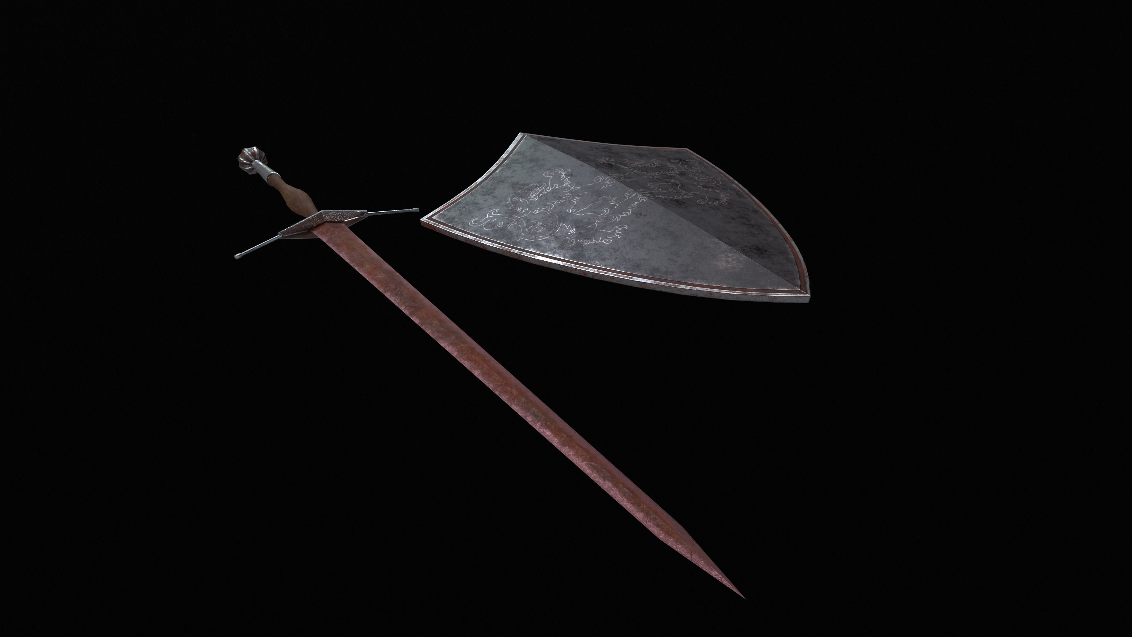 Knight Sword and Shield free VR / AR / low-poly 3D model | CGTrader