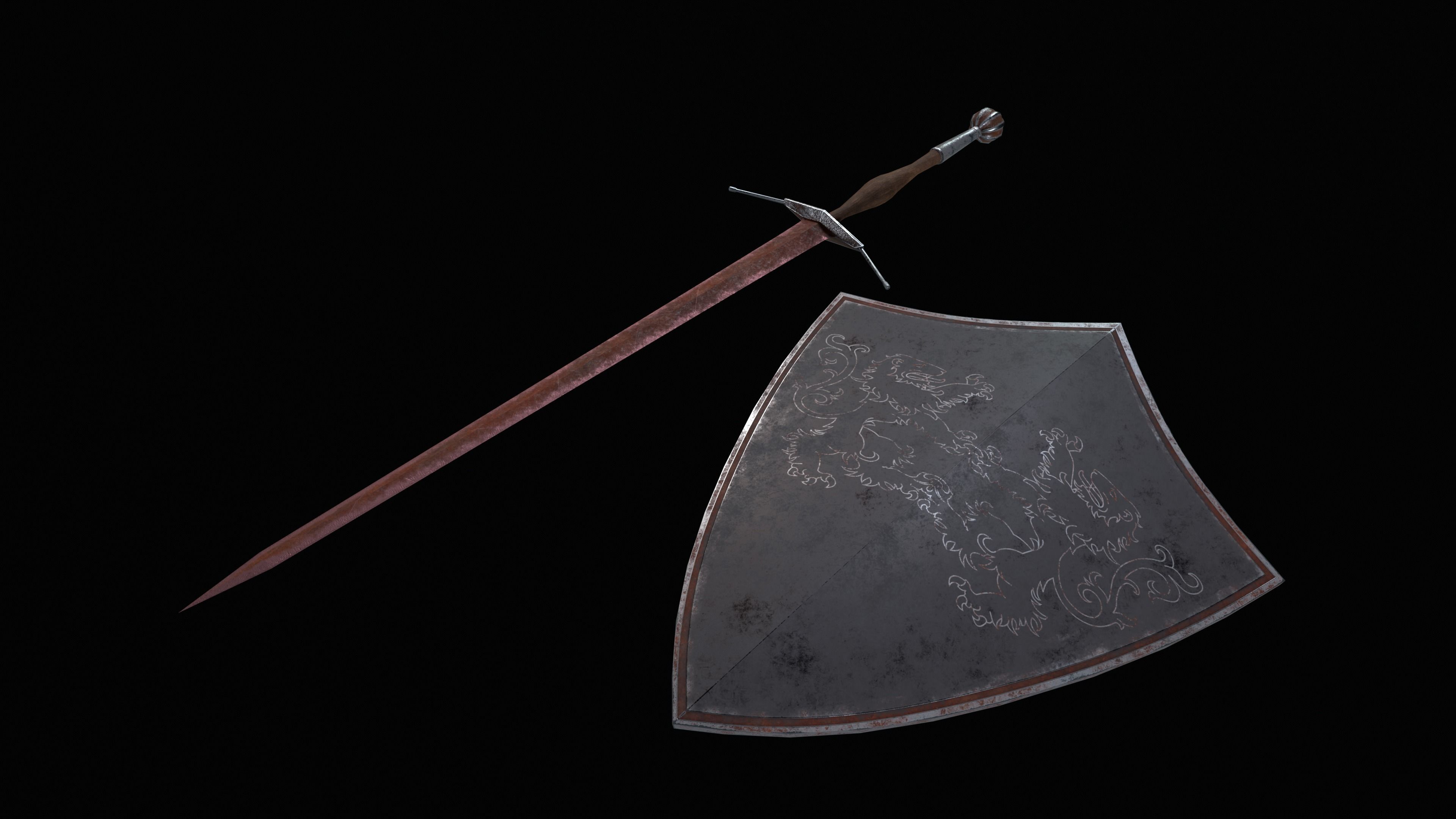 Knight Sword and Shield free VR / AR / low-poly 3D model | CGTrader
