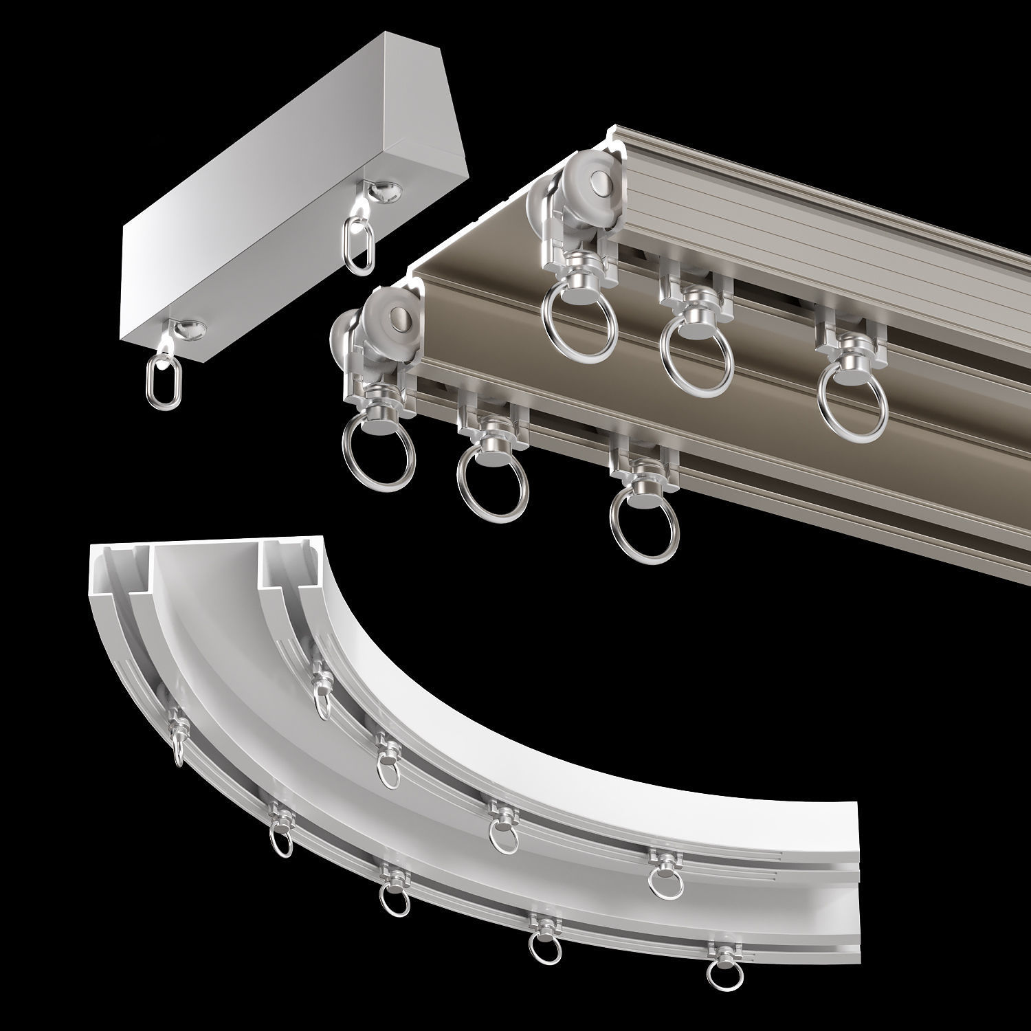 Ceiling Curtain Tracks 3D model | CGTrader