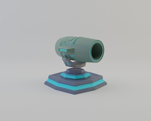 futuristic cannon low-poly 3d model free VR / AR / low-poly 3D model ...