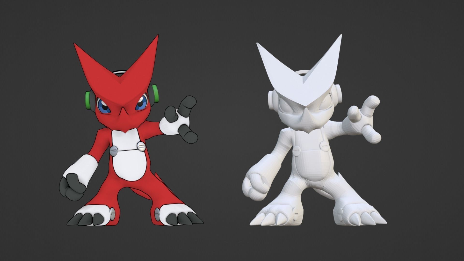 Shoutmon - Digimon 3D model rigged | CGTrader