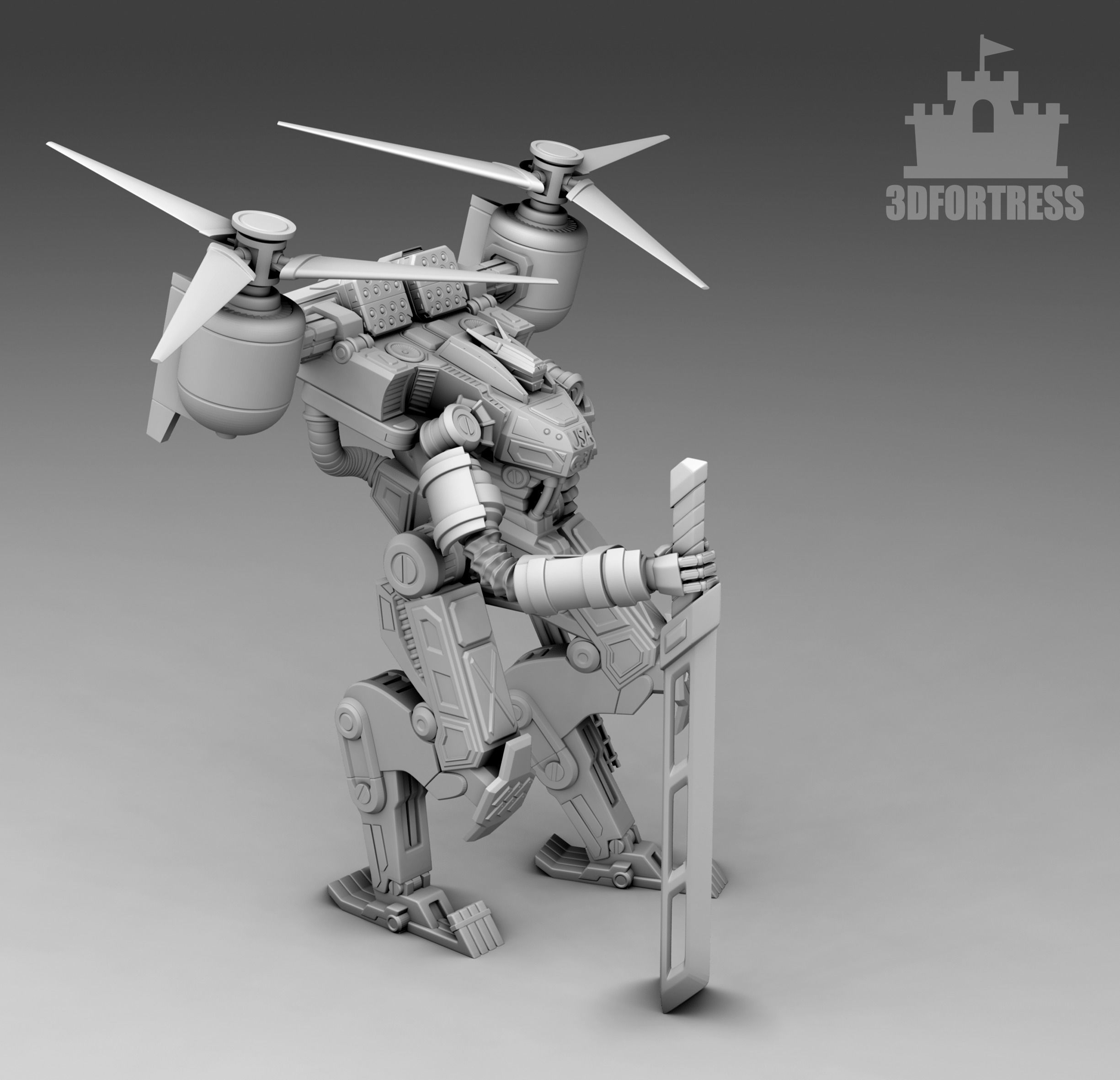 A robot with blades 3D model 3D printable | CGTrader