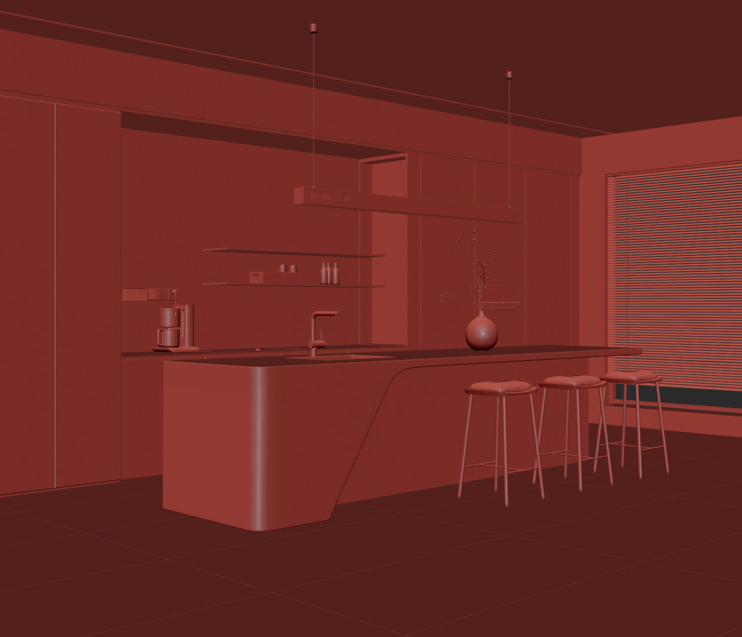 Acrylic Countertop Dining room 3D model | CGTrader