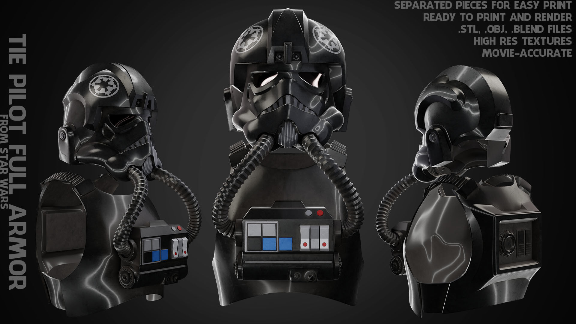 Star Wars Tie Pilot Full Armor for Cosplay 3D Model Collection 3D ...