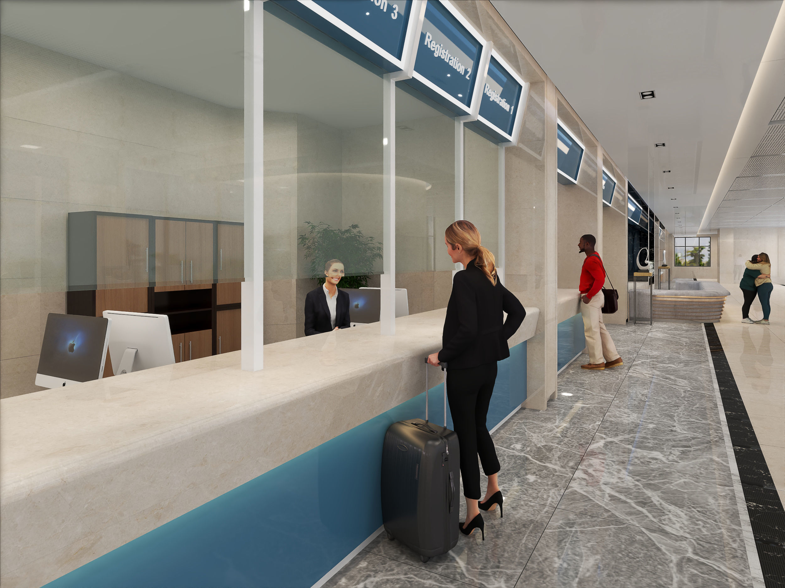 Airport hallway to plane - Airport interior design concept 3D model ...