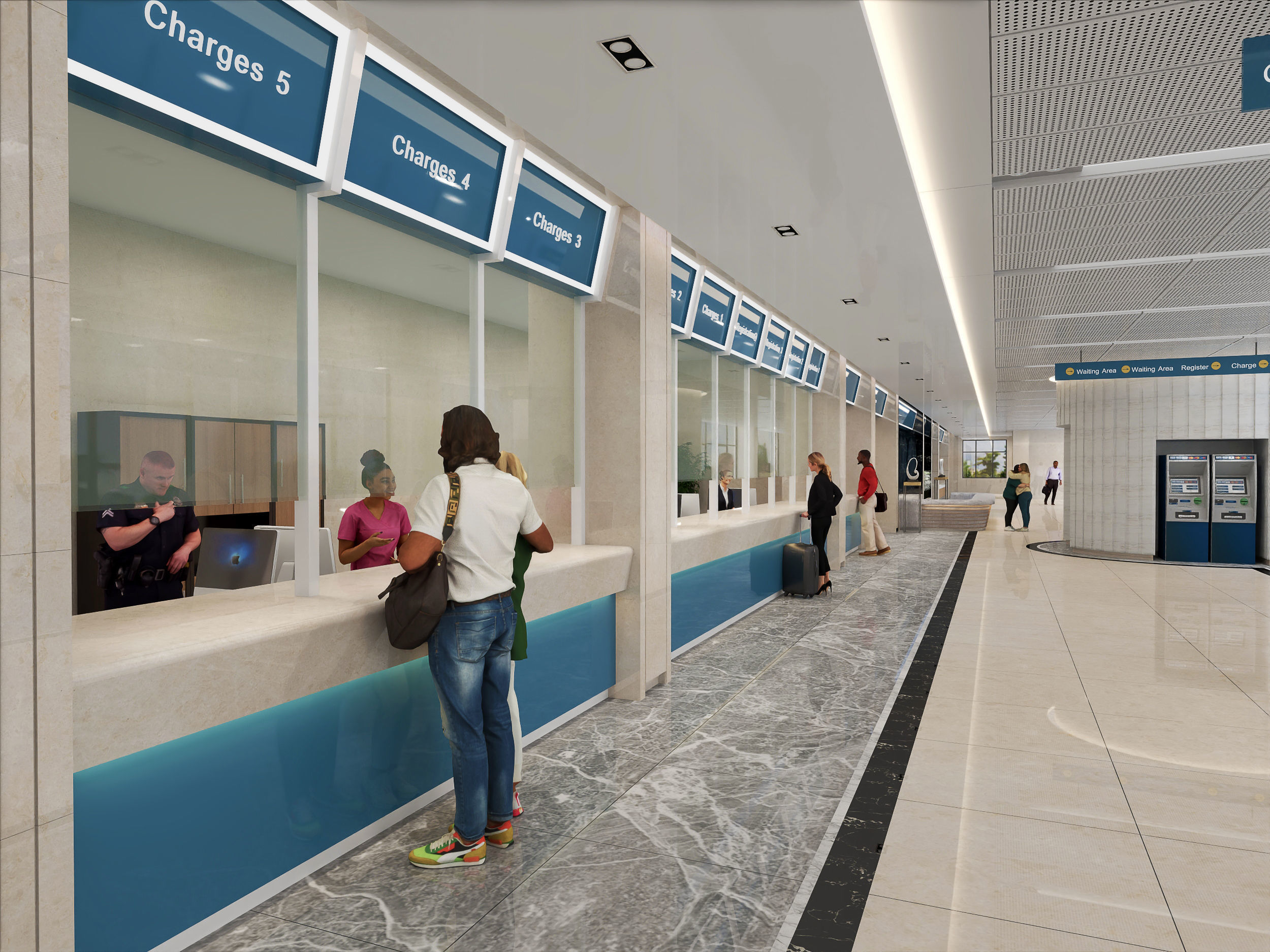 Airport hallway to plane - Airport interior design concept 3D model ...