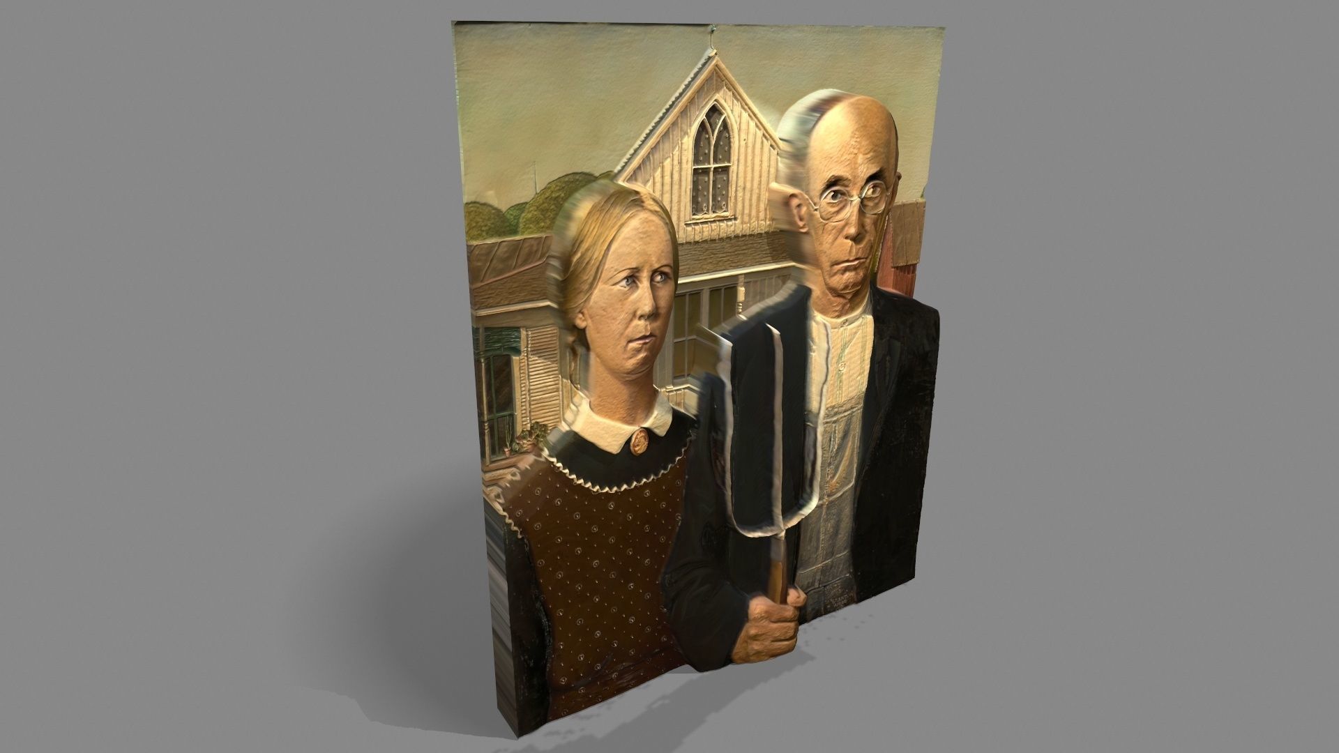 AMERICAN GOTHIC - GRANT WOOD BAS-RELIEF 3D model 3D printable | CGTrader