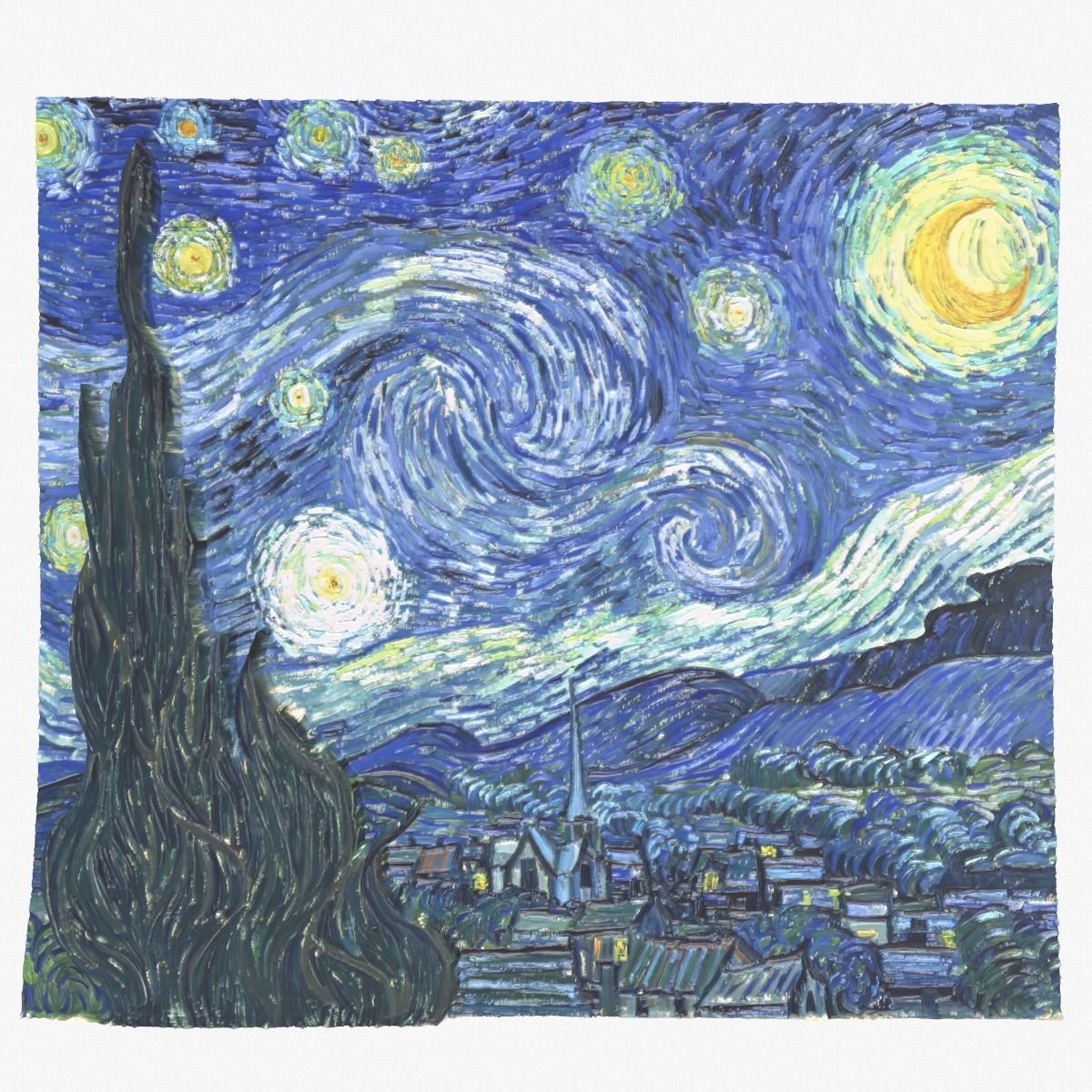 STARRY NIGHT by VINCENT VAN GOGH for 3D printing 3D print model 3D ...