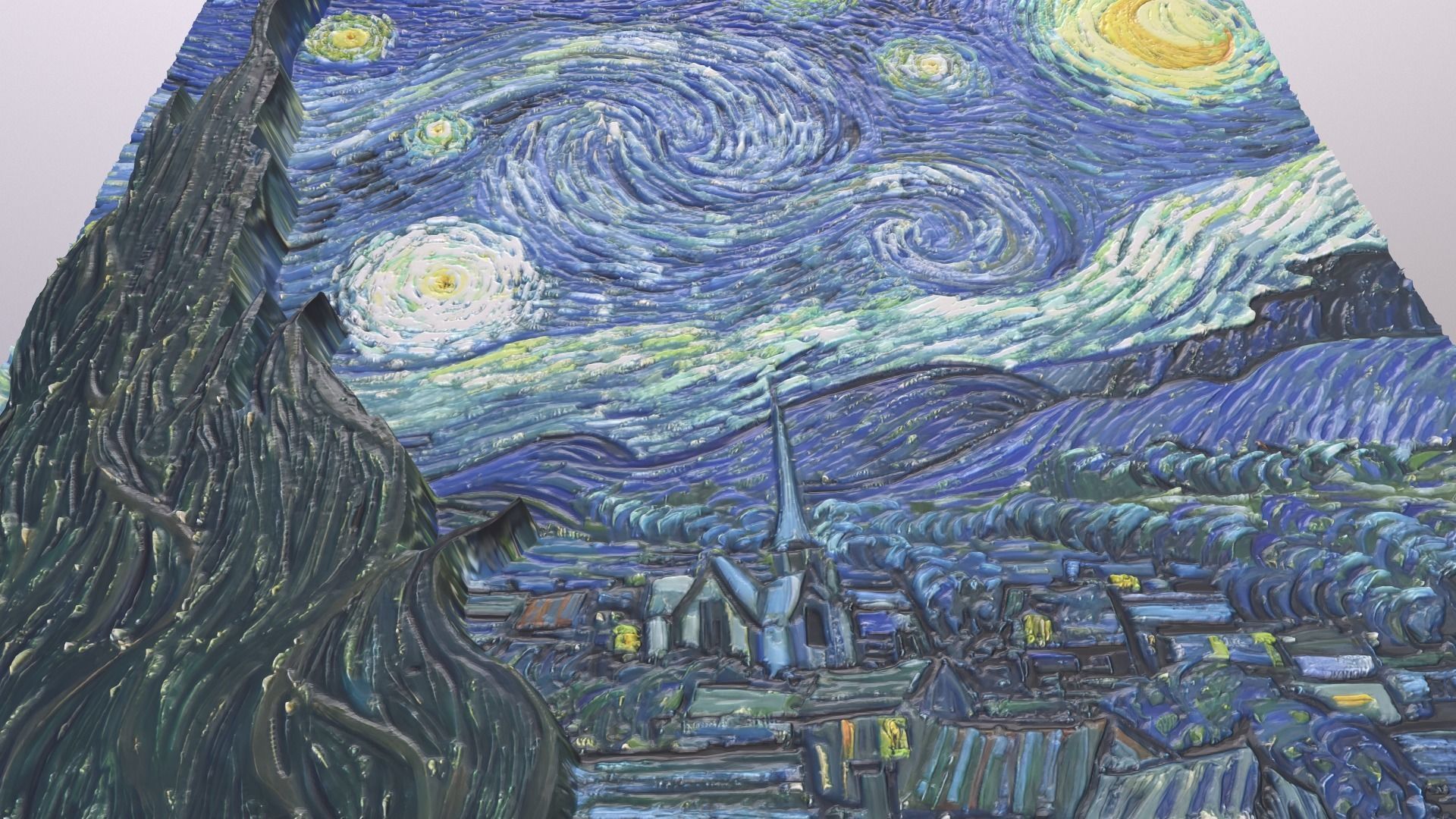 STARRY NIGHT by VINCENT VAN GOGH for 3D printing 3D print model 3D ...
