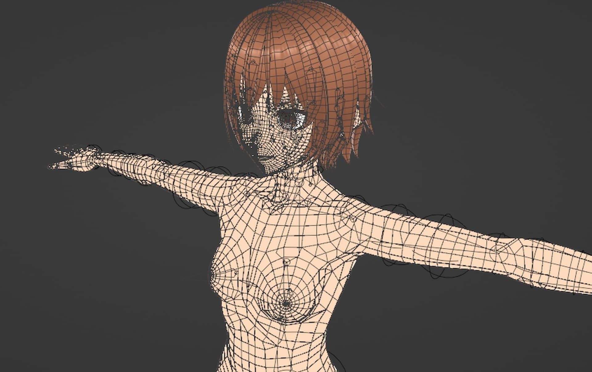 3D model T pose rigged model - Misaka Mikoto anime girl 3D model VR ...