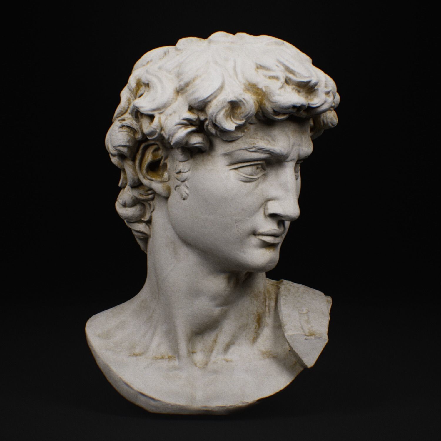 3D model Statue David head sculpt low poly marble 8k texture VR / AR ...