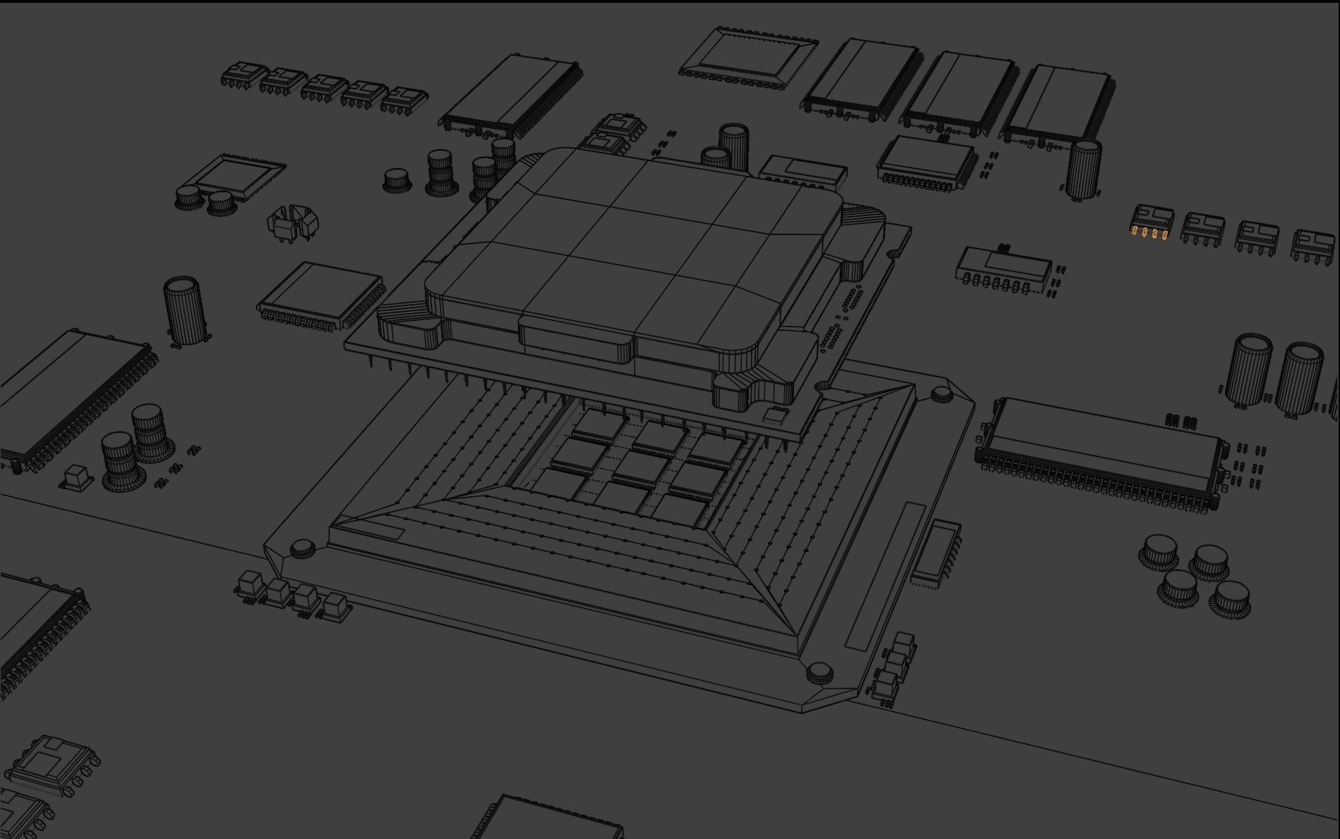 Motherboard with CPU component 3D model | CGTrader