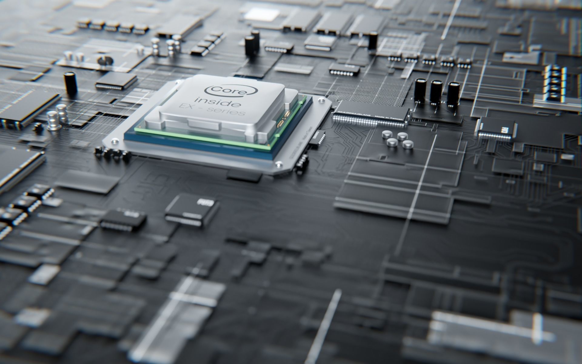 Motherboard with CPU component 3D model | CGTrader
