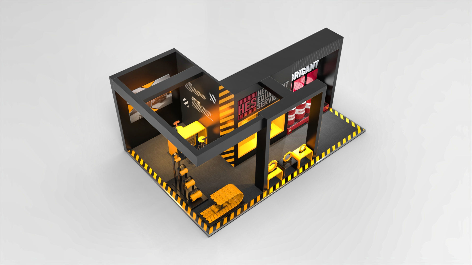 Heavy Equipment Booth Exhibition 3D model | CGTrader
