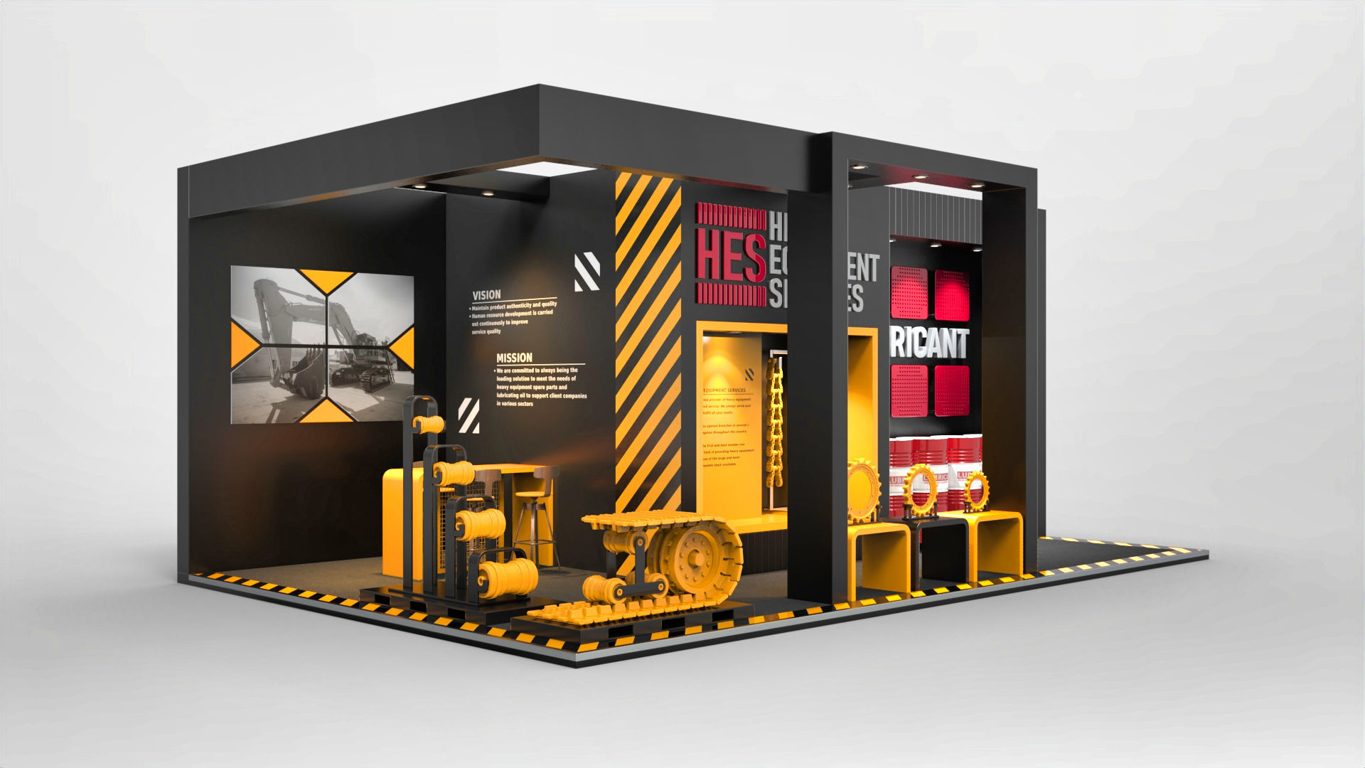 Heavy Equipment Booth Exhibition 3D model | CGTrader