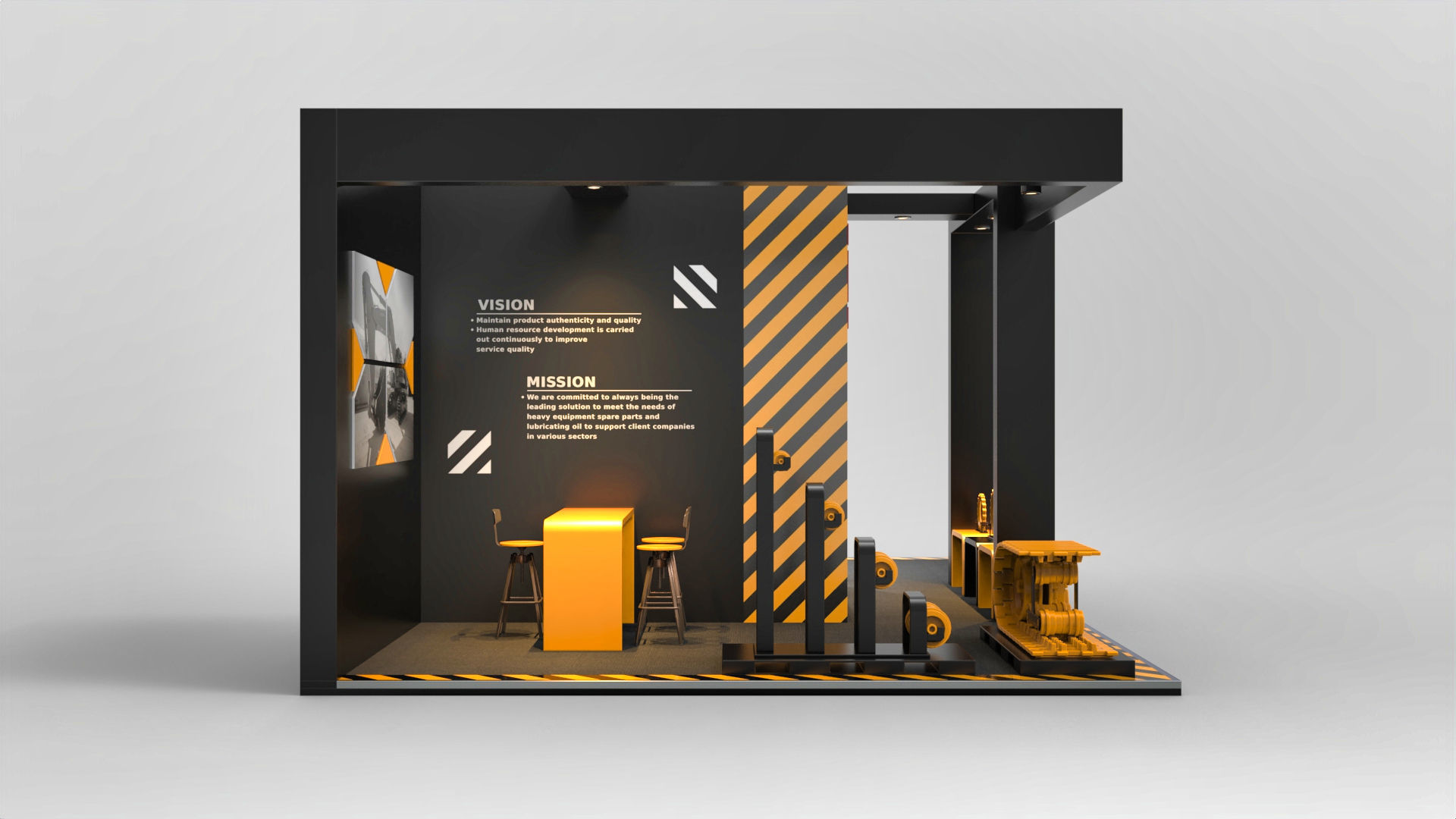 Heavy Equipment Booth Exhibition 3D model | CGTrader