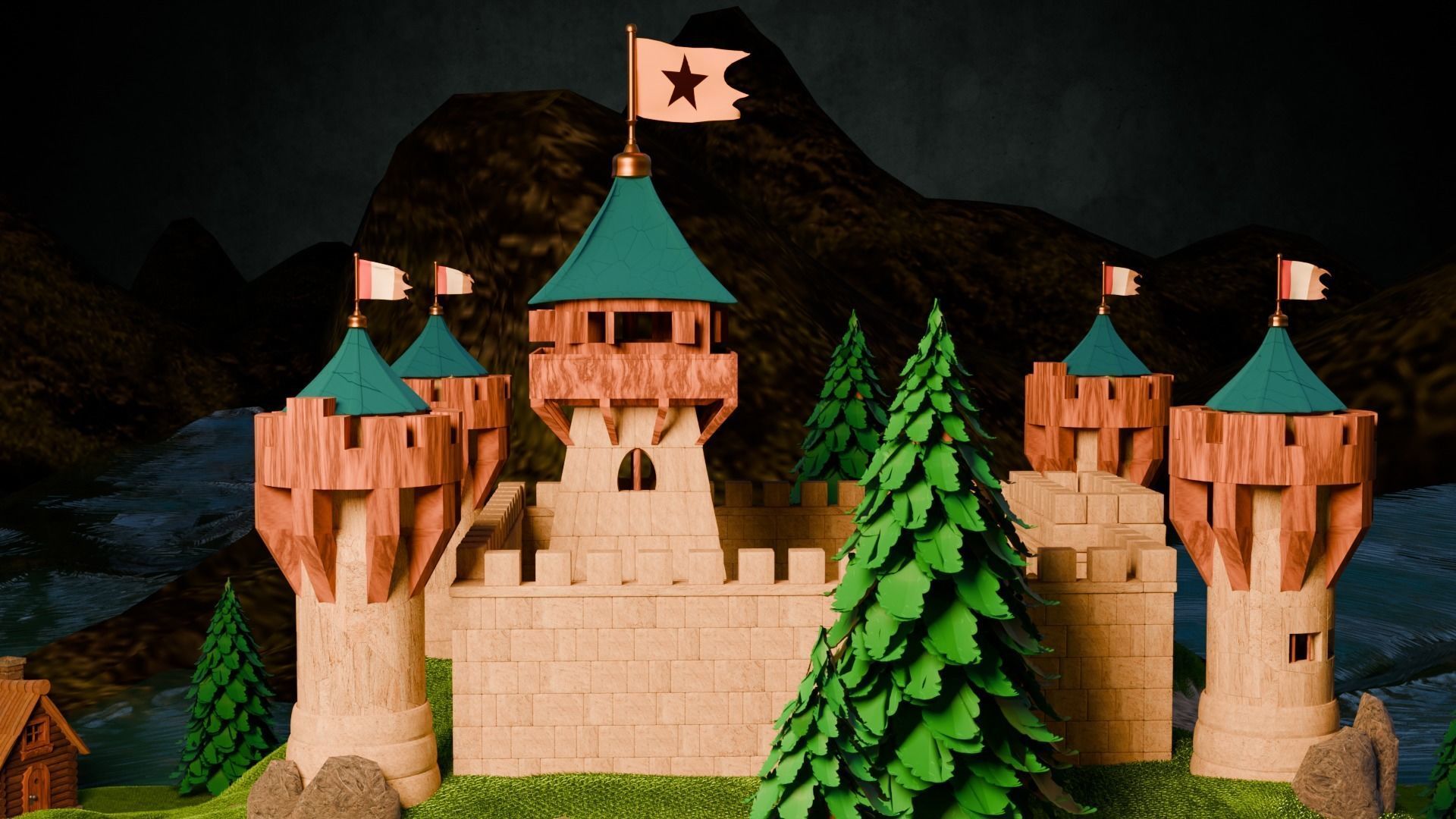 Medieval Stronghold And Village free VR / AR / low-poly 3D model ...