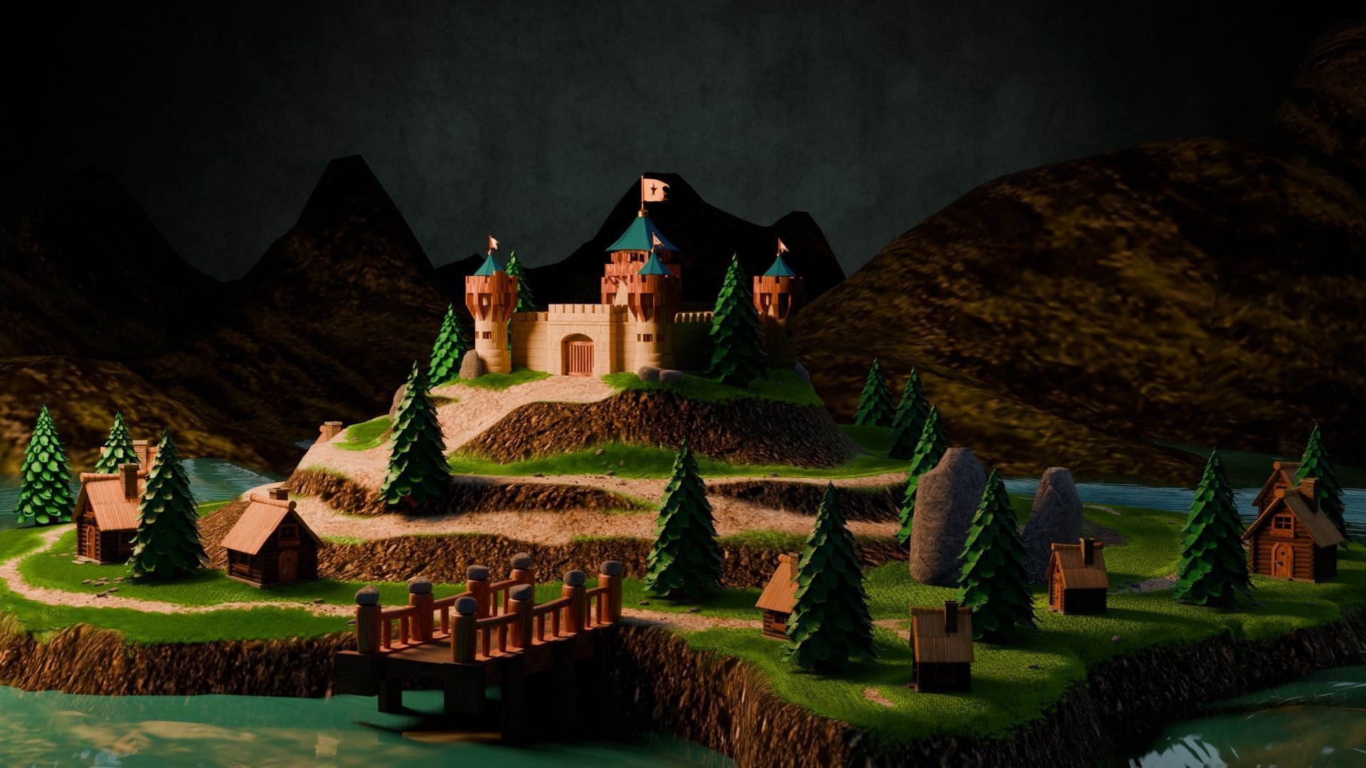 Medieval Stronghold And Village free VR / AR / low-poly 3D model ...