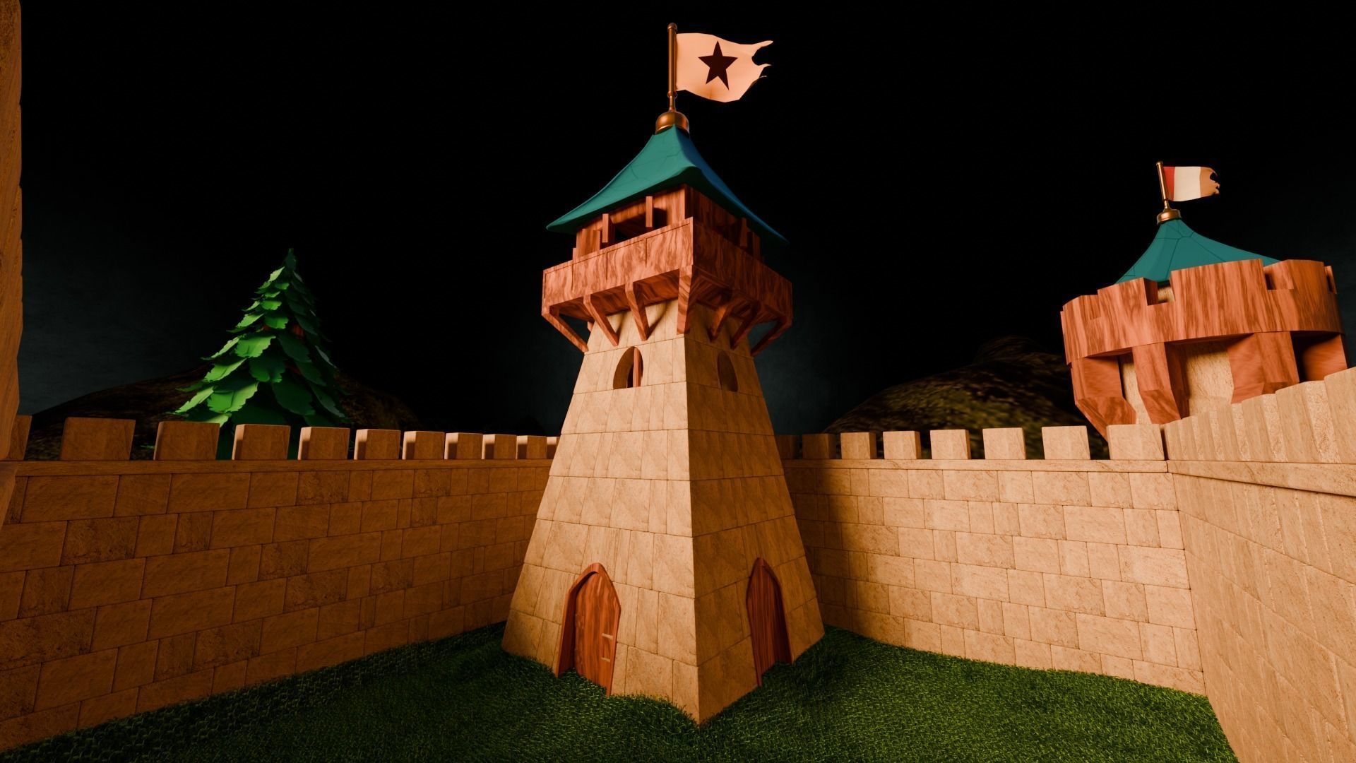 Medieval Stronghold And Village free VR / AR / low-poly 3D model ...