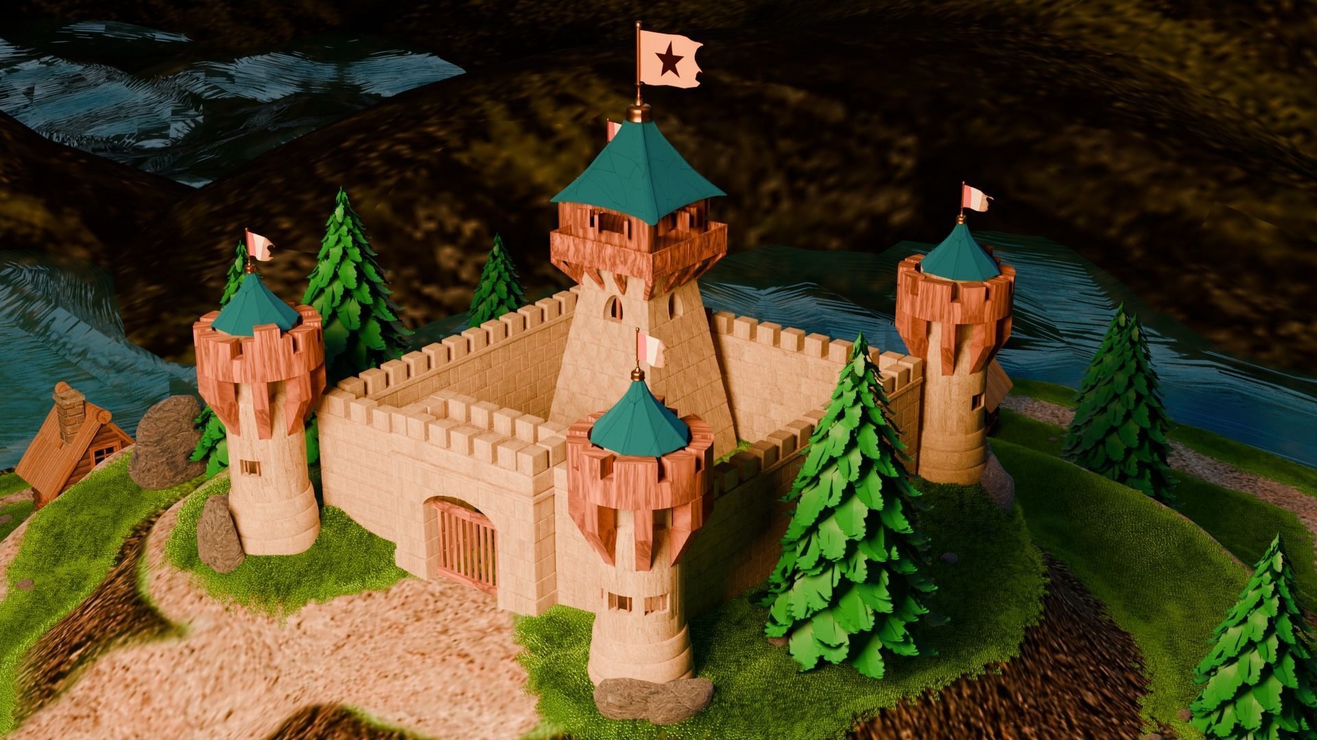 Medieval Stronghold And Village free VR / AR / low-poly 3D model ...