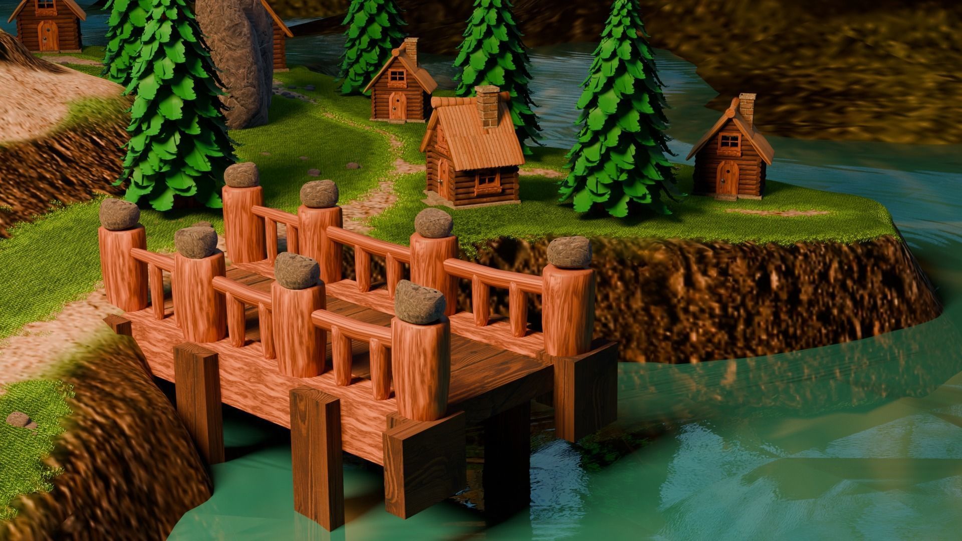 Medieval Stronghold And Village free VR / AR / low-poly 3D model ...