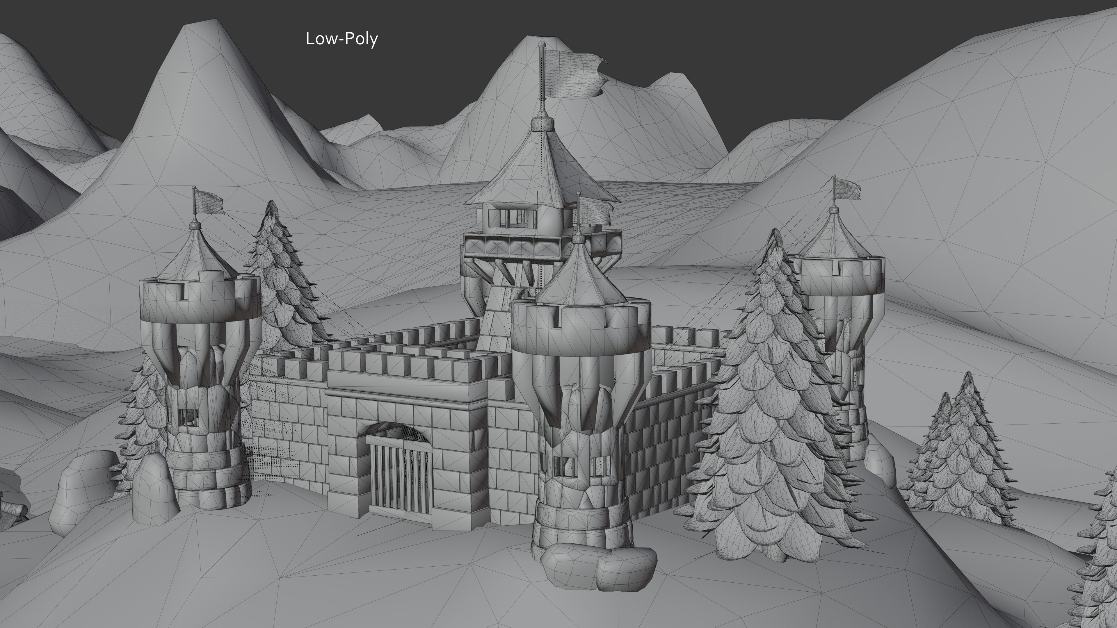 Medieval Stronghold And Village free VR / AR / low-poly 3D model ...