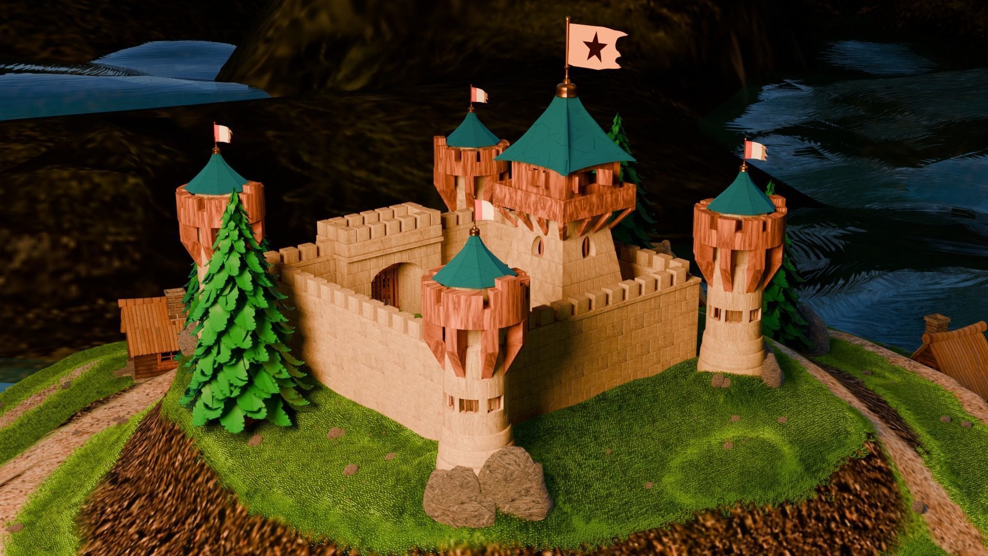 Medieval Stronghold And Village free VR / AR / low-poly 3D model ...