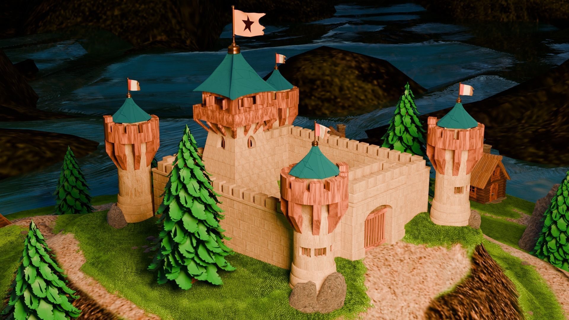 Medieval Stronghold And Village free VR / AR / low-poly 3D model ...