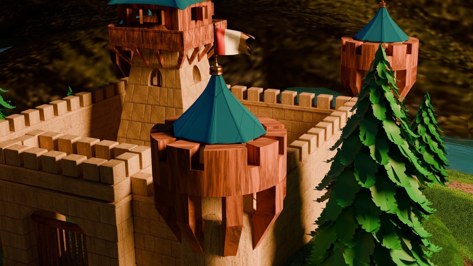 Medieval Stronghold And Village free VR / AR / low-poly 3D model ...