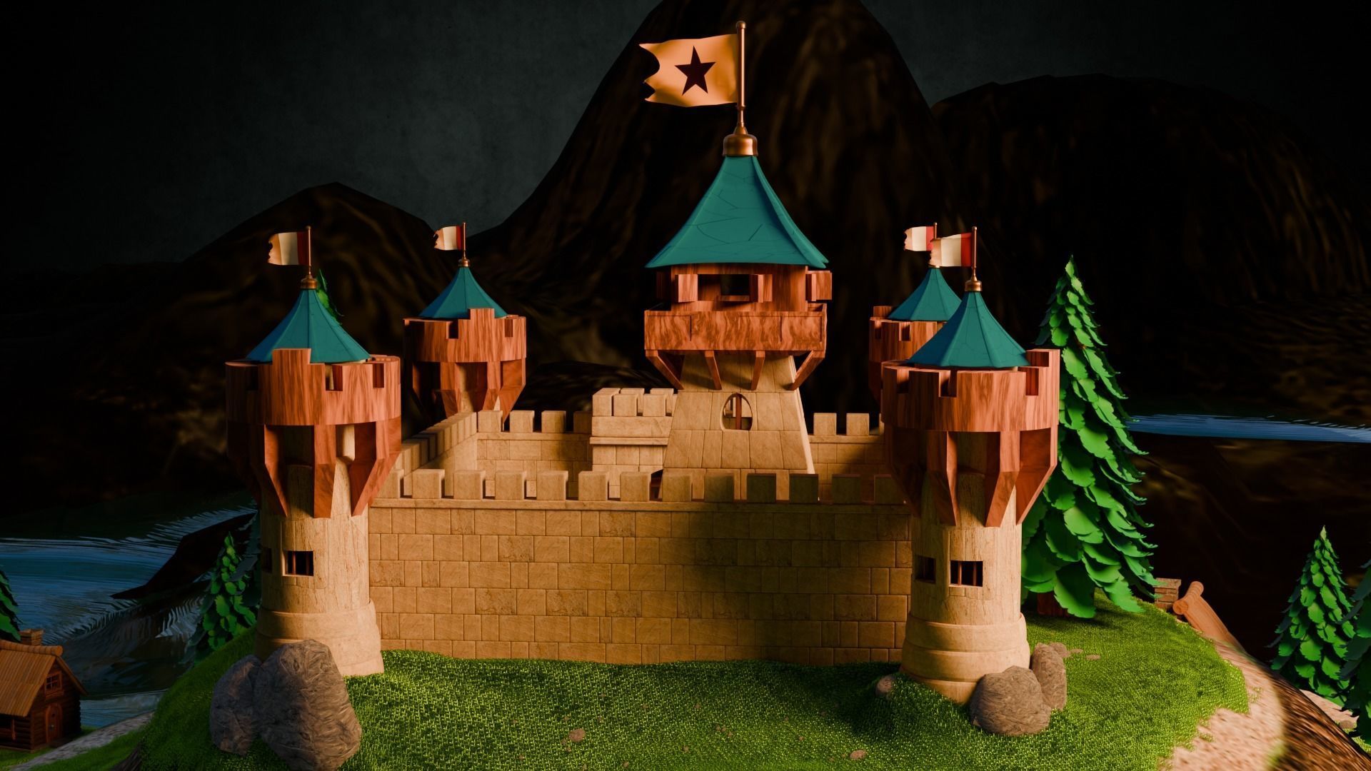 Medieval Stronghold And Village free VR / AR / low-poly 3D model ...