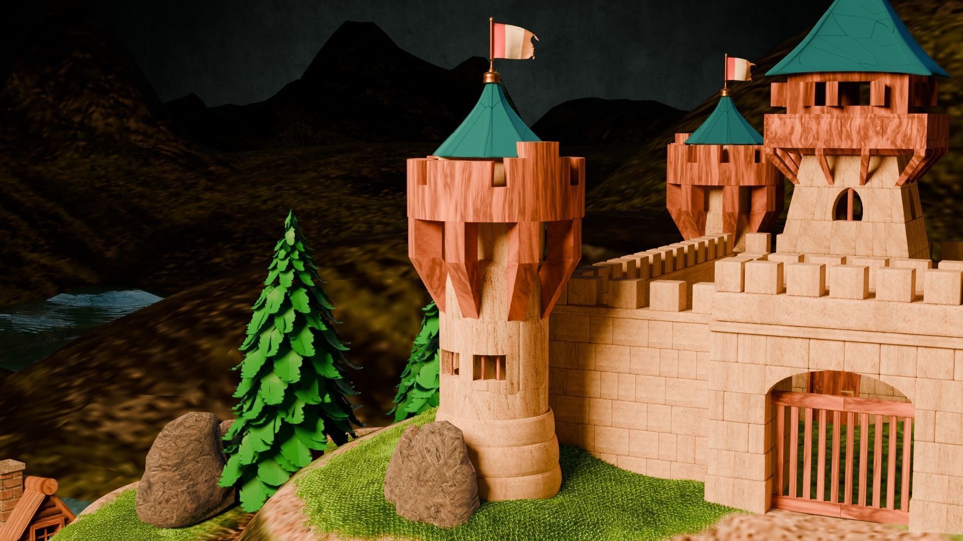 Medieval Stronghold And Village free VR / AR / low-poly 3D model ...