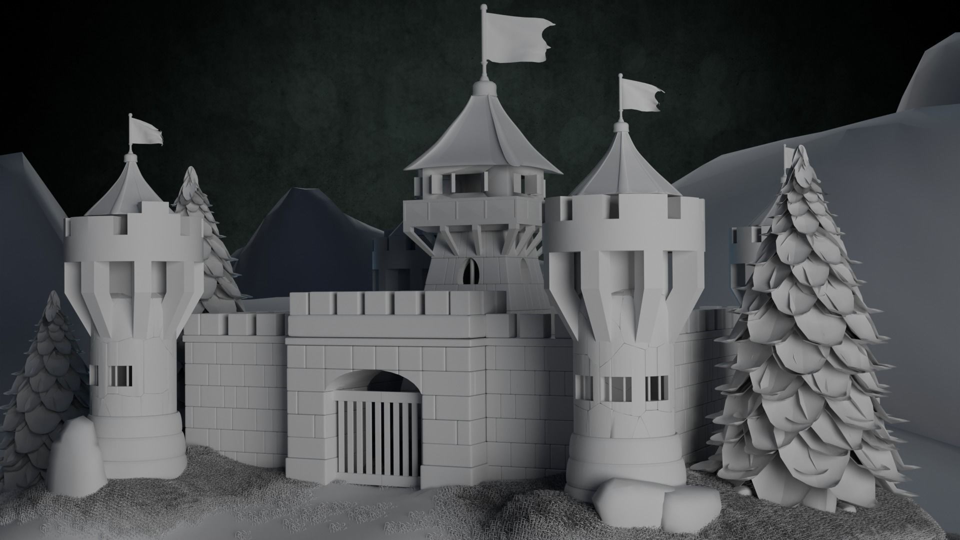 Medieval Stronghold And Village free VR / AR / low-poly 3D model ...