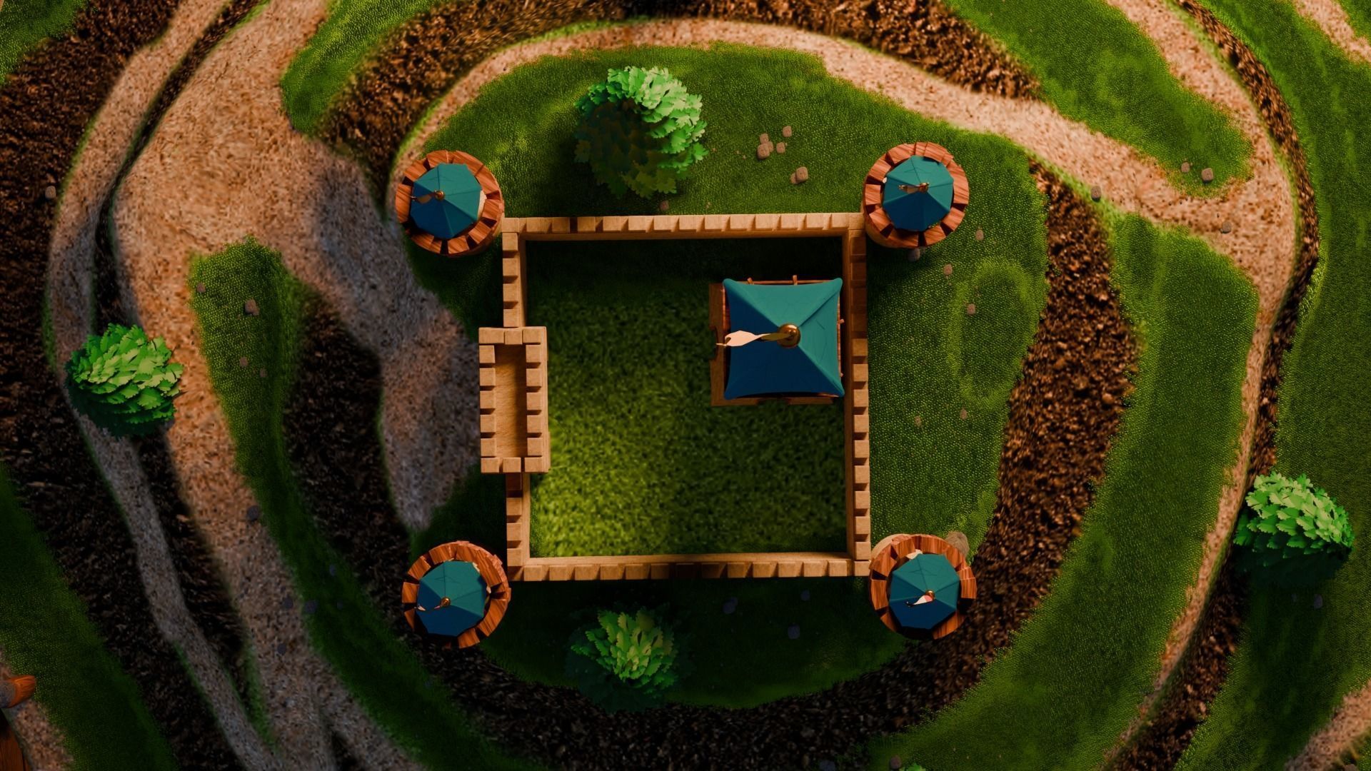 Medieval Stronghold And Village free VR / AR / low-poly 3D model ...