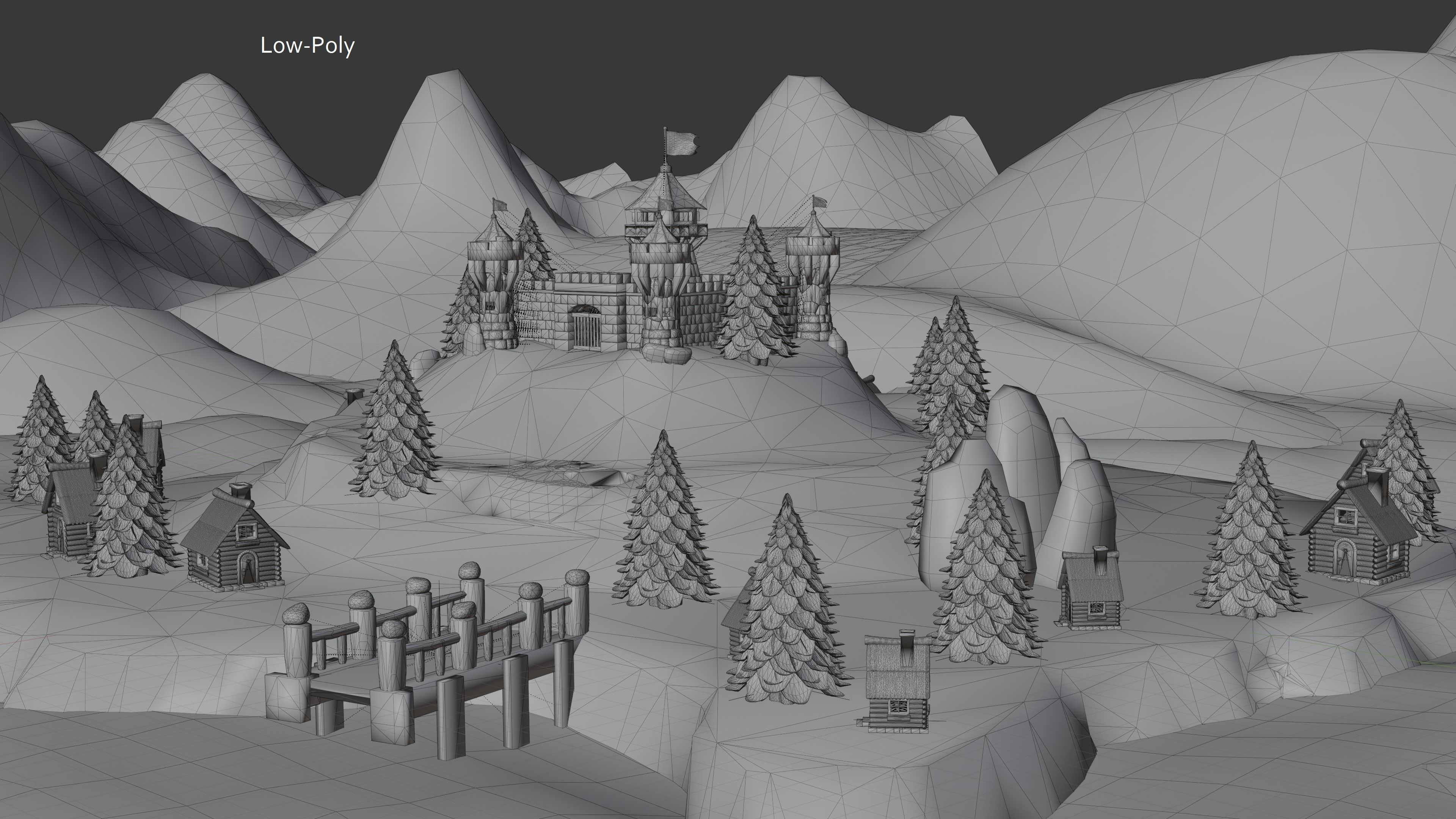 Medieval Stronghold And Village free VR / AR / low-poly 3D model ...