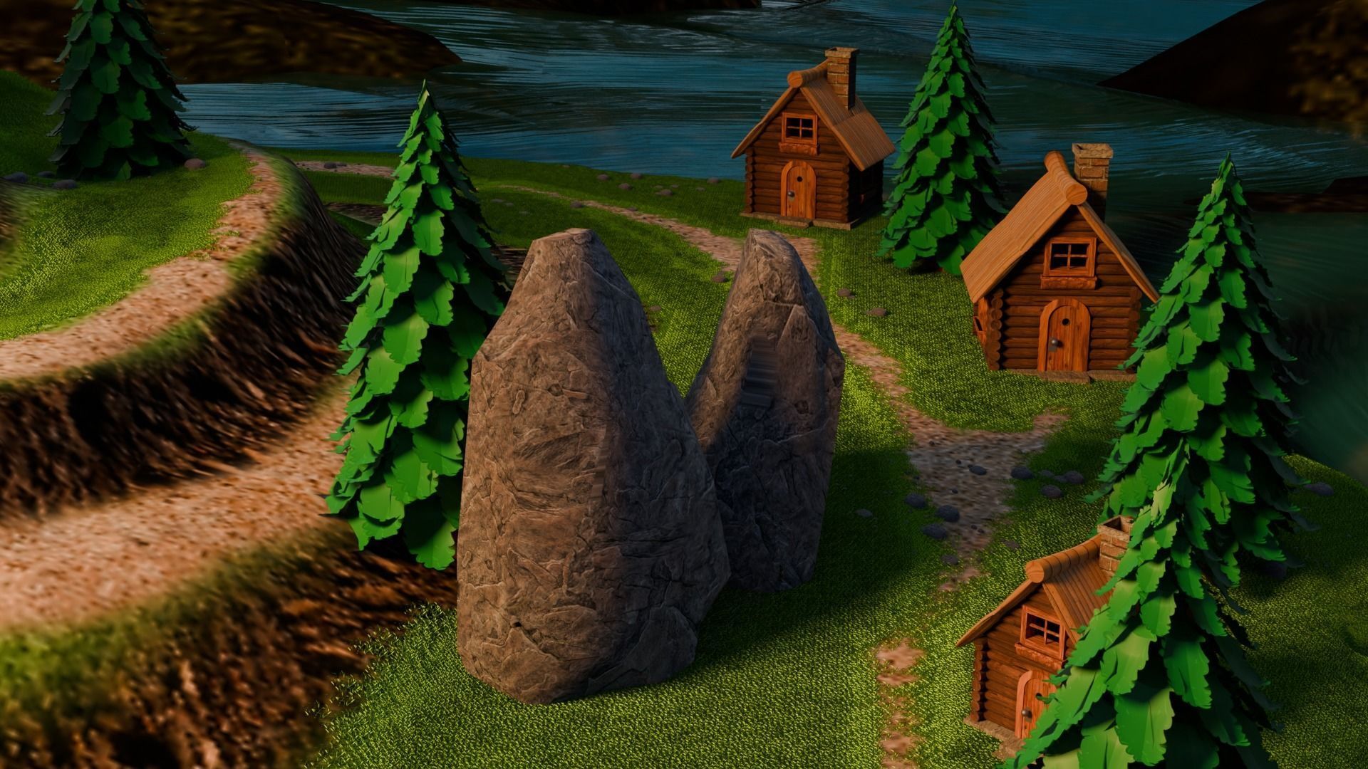 Medieval Stronghold And Village free VR / AR / low-poly 3D model ...