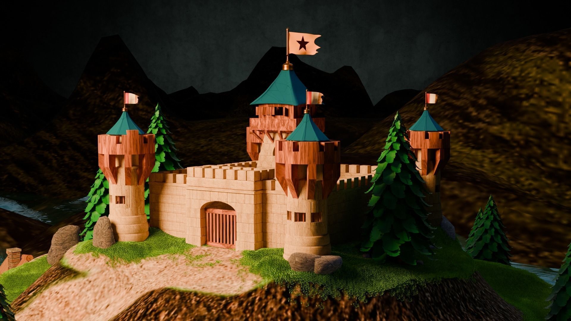 Medieval Stronghold And Village free VR / AR / low-poly 3D model ...