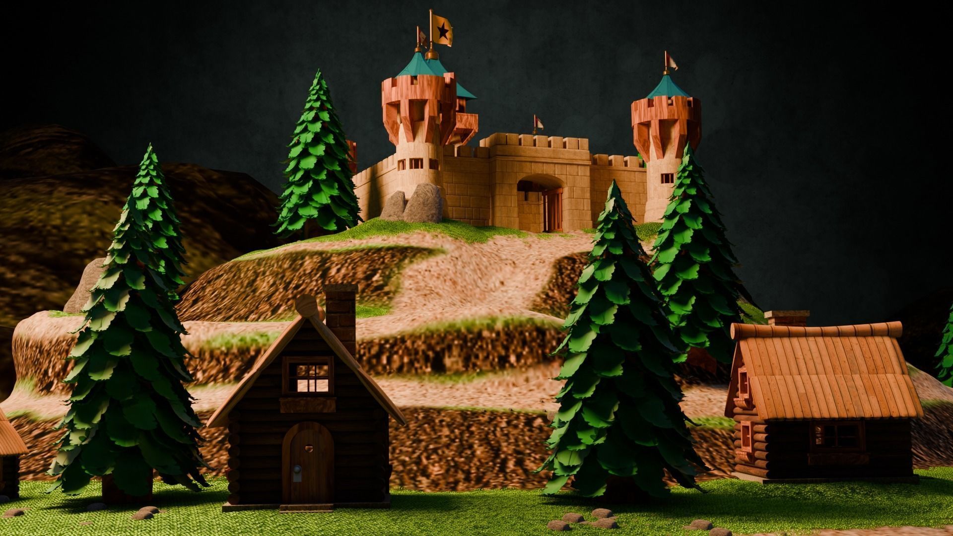 Medieval Stronghold And Village free VR / AR / low-poly 3D model ...