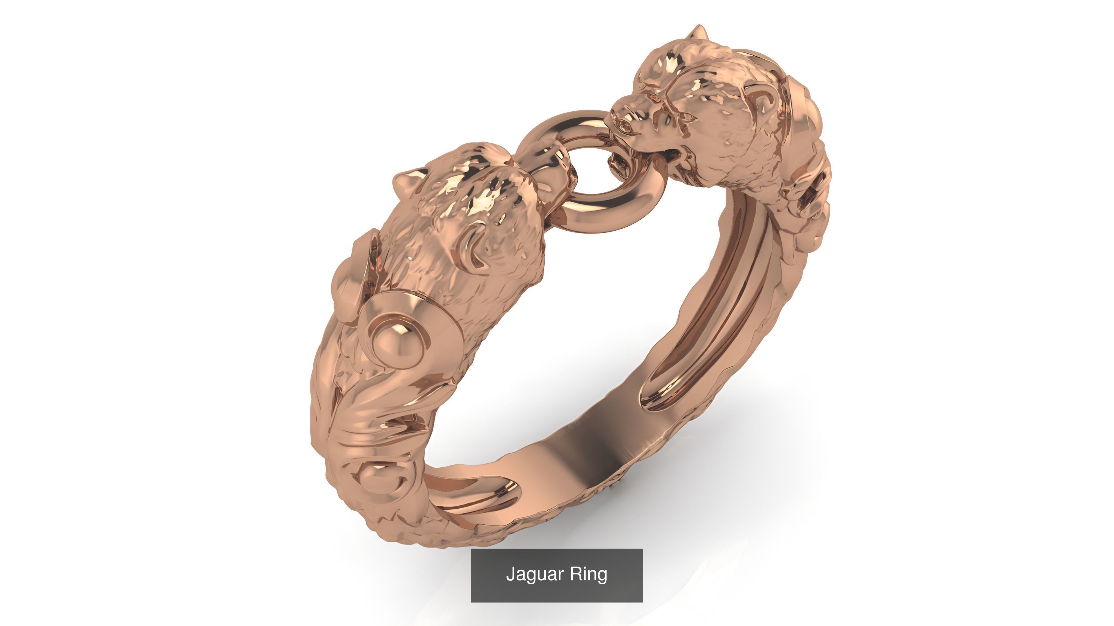 Lion Eagle Jaguar Tiger Bull-Dog Panther Snake Dragon Pig Rings 3D Model Collection 3D printable ...